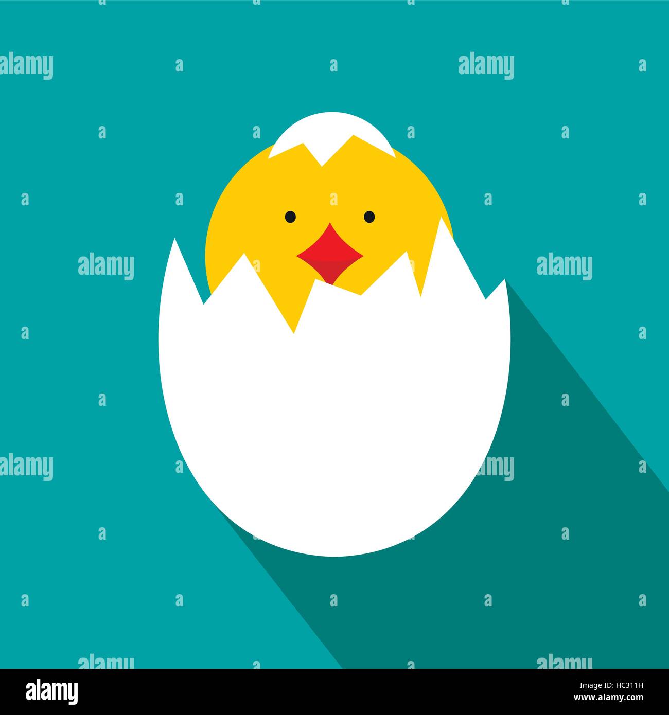 Yellow newborn chicken hatched from the egg icon Stock Vector Image ...