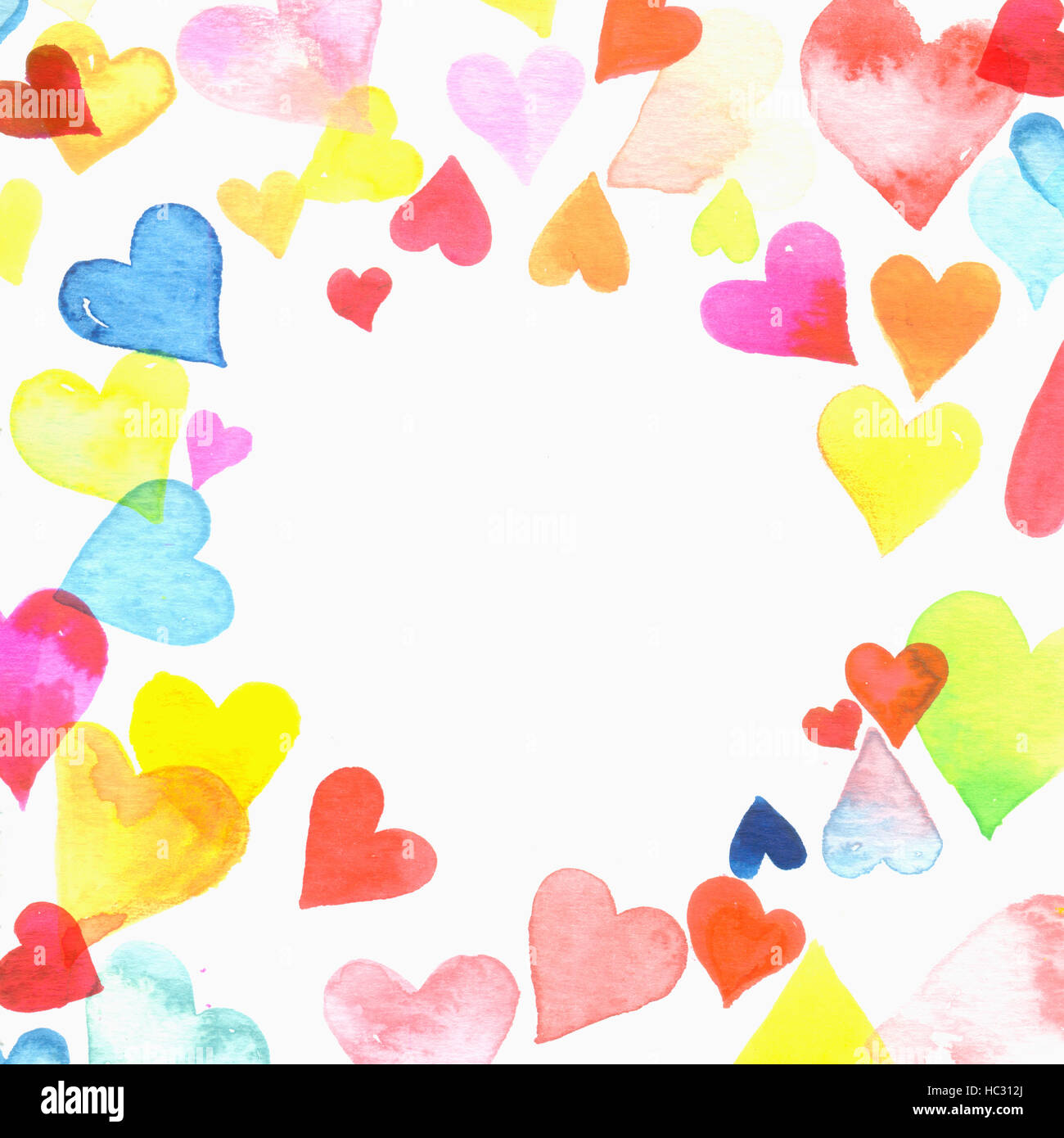 Frame with colorful hearts Stock Photo - Alamy