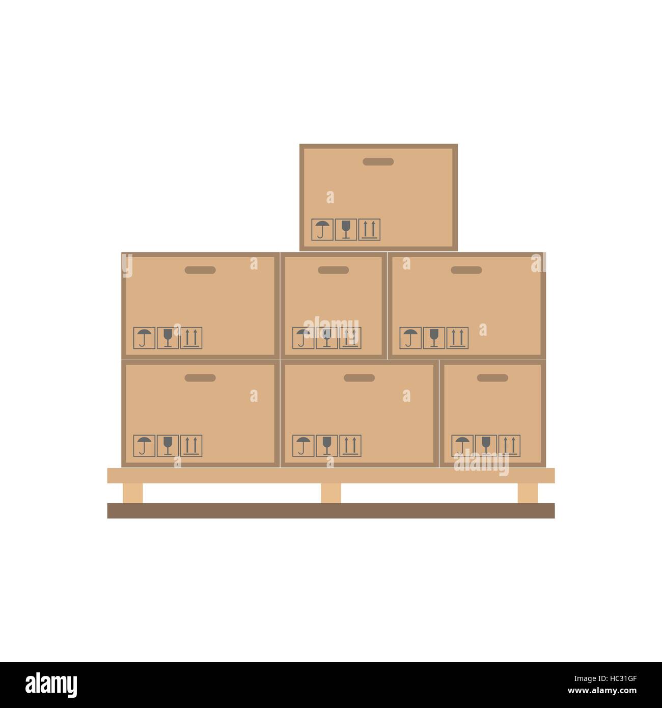 Stack cardboard on wooden Stock Vector Images - Alamy