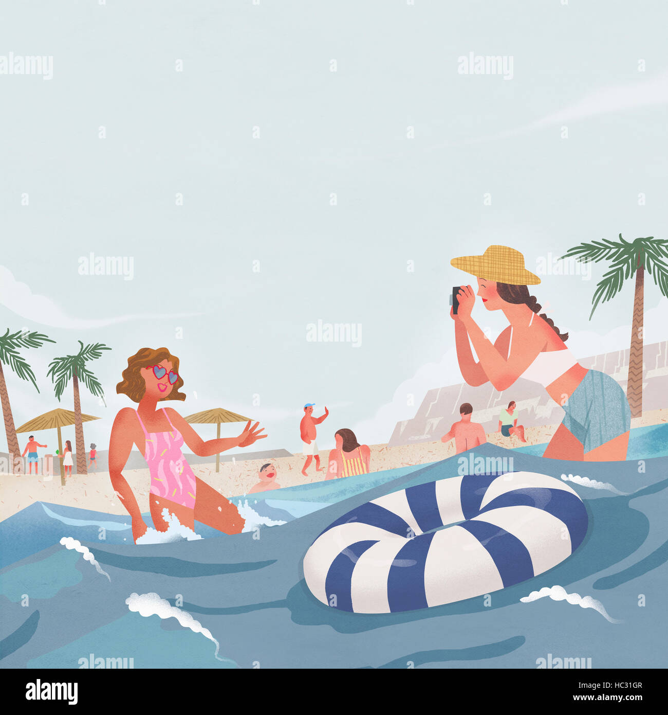 People enjoying summer vacation at beach Stock Photo - Alamy