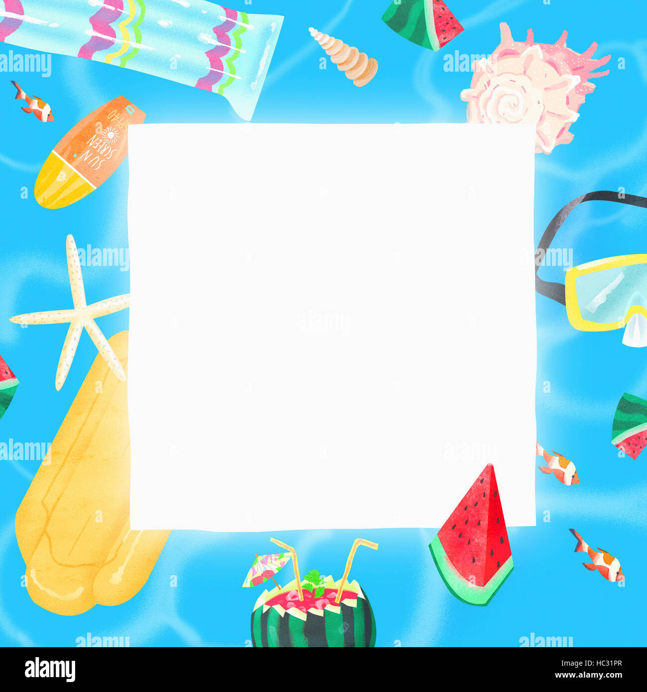 Frame with background of summer vacation Stock Photo - Alamy