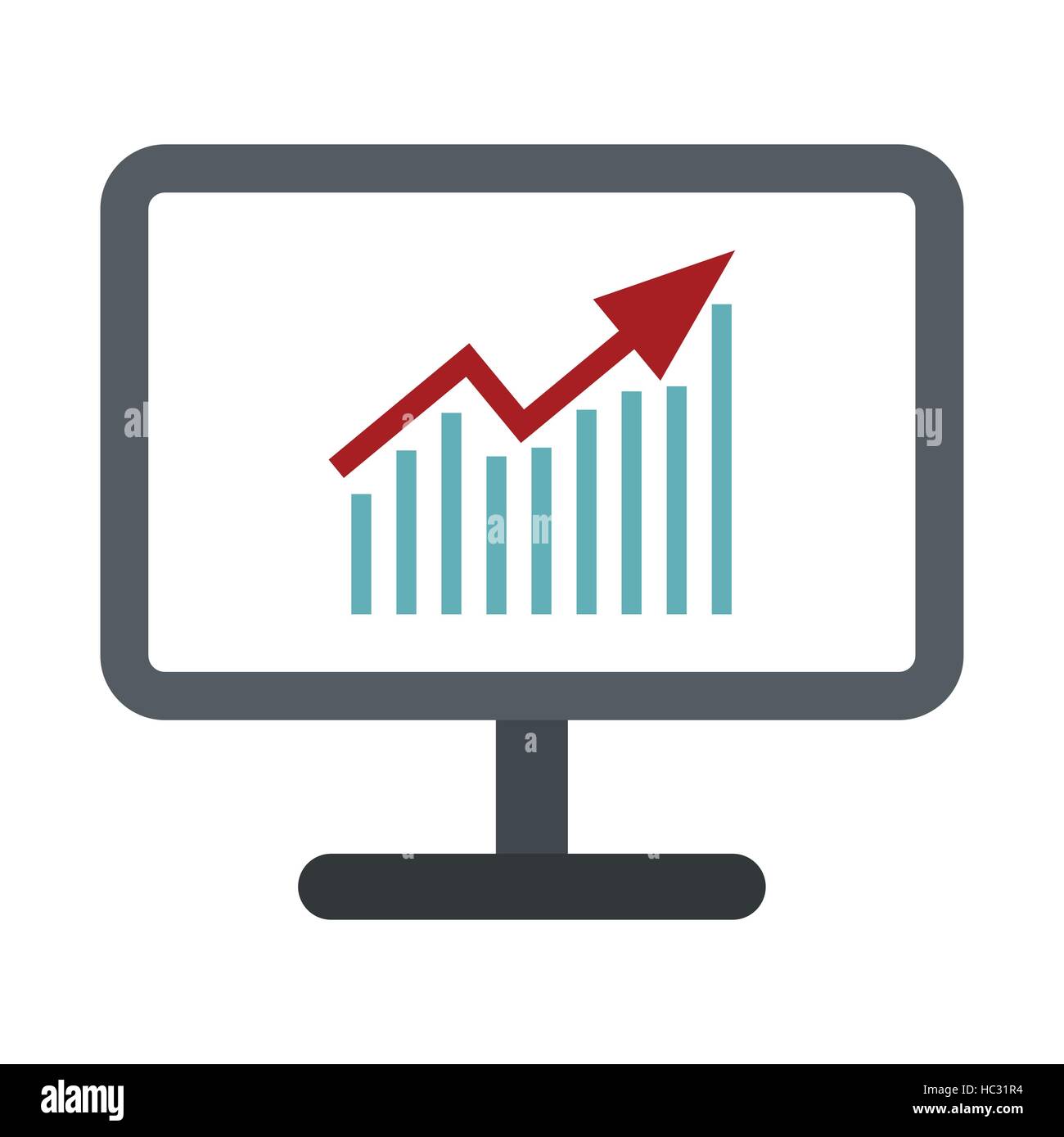 Graph on the computer monitor flat icon Stock Vector Image & Art - Alamy