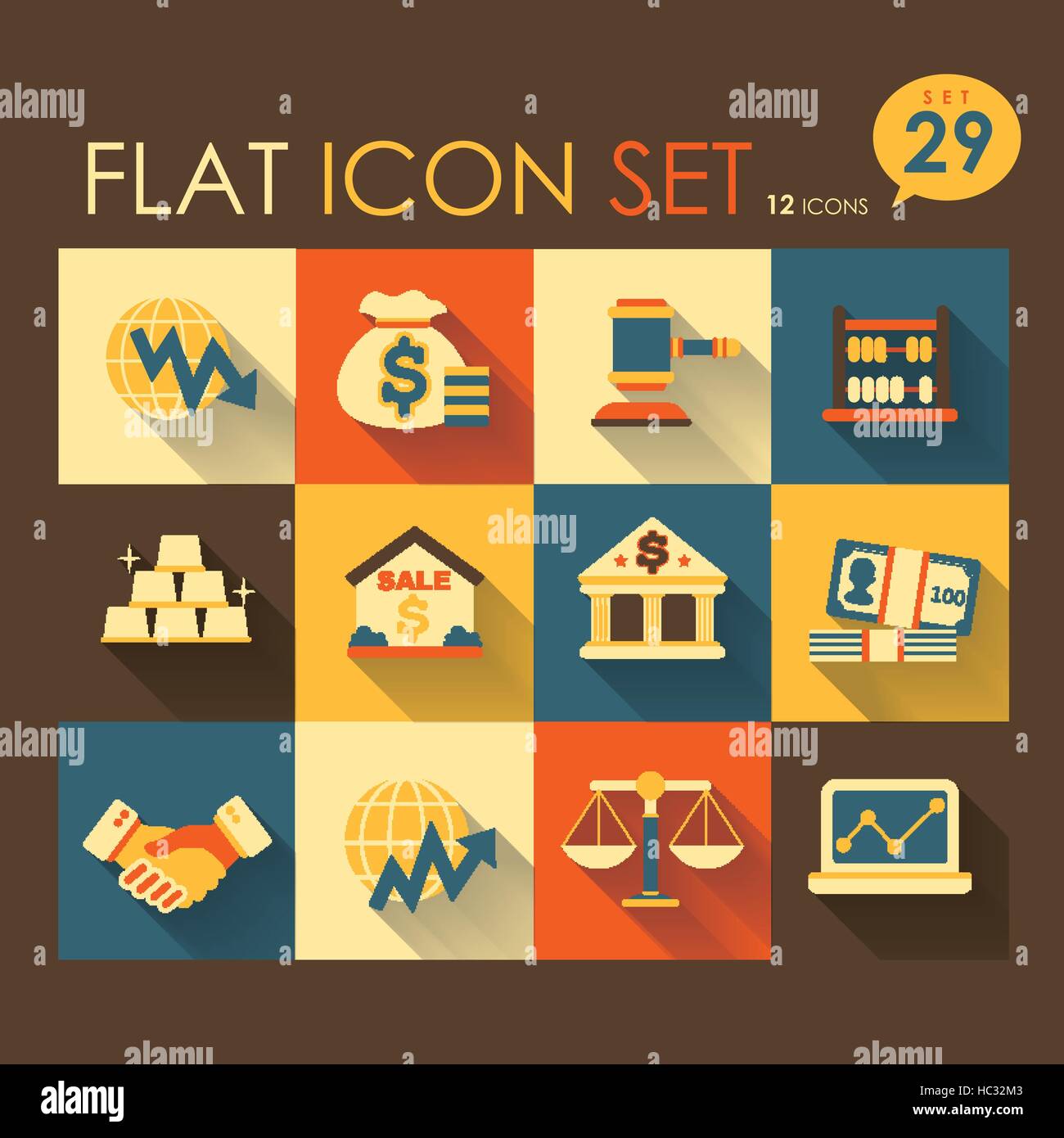 economic activities & financial icon set vector flat design Stock ...
