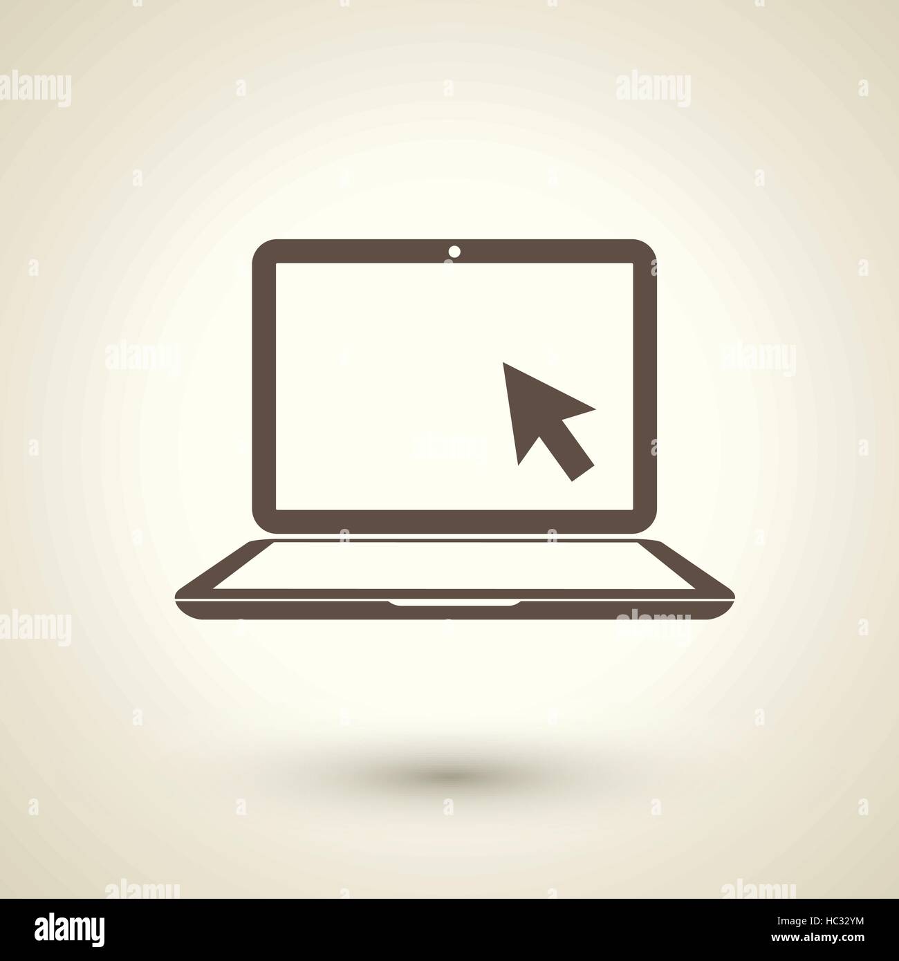 retro style laptop icon illustration isolated on brown background Stock ...