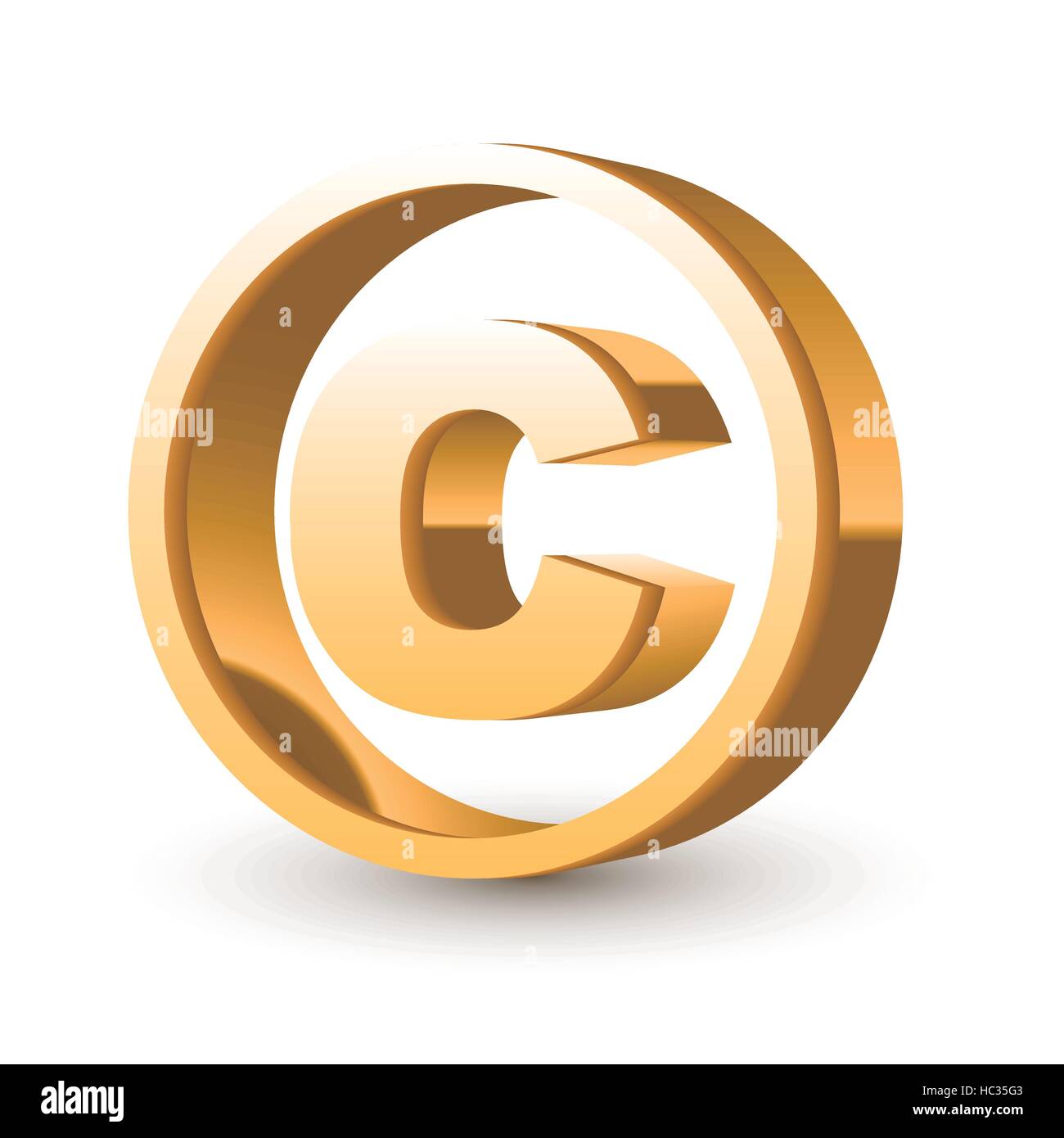 golden glossy copyright symbol isolated white background Stock Vector ...