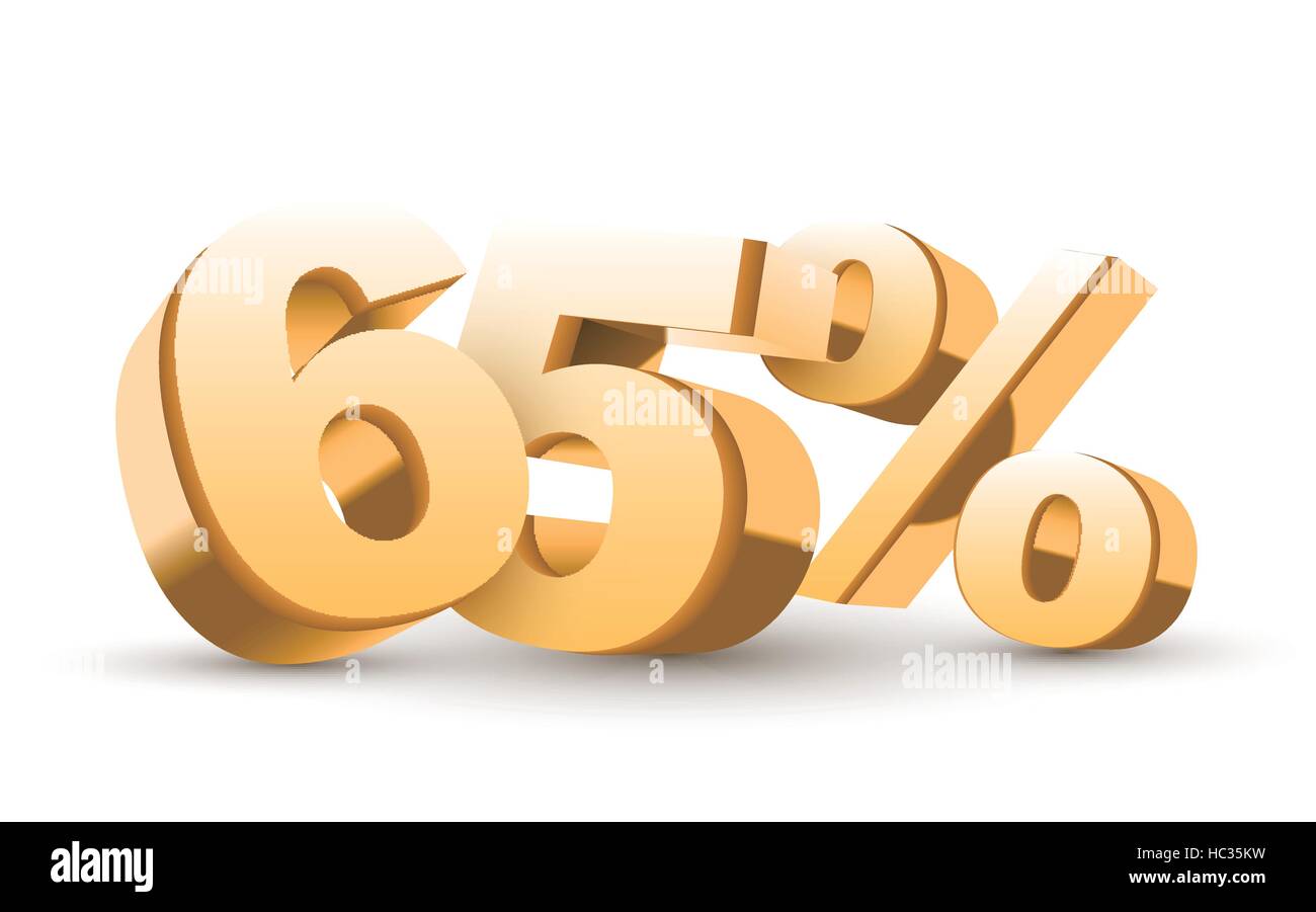 3d Shiny Golden Discount Collection 65 Percent Isolated White