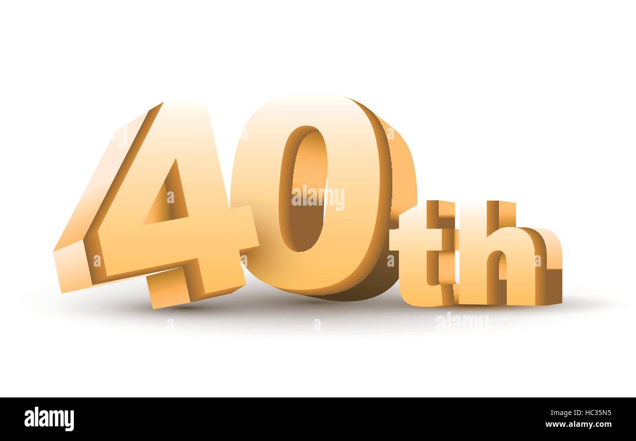 3d anniversary, 40th, isolated on white background Stock Vector Image ...