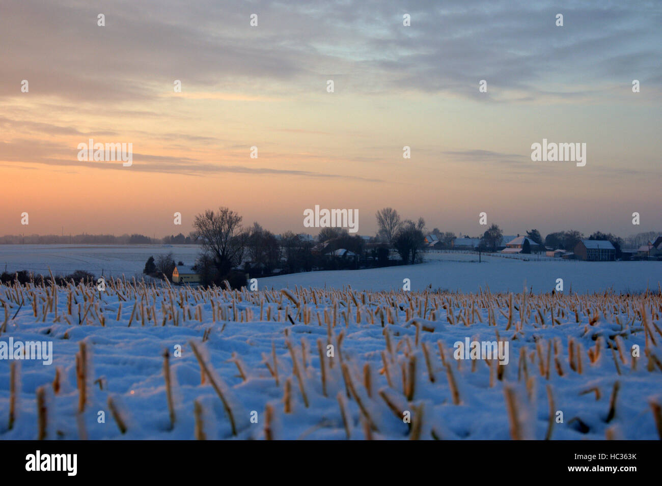 Sunrise over snow covered hi-res stock photography and images - Alamy