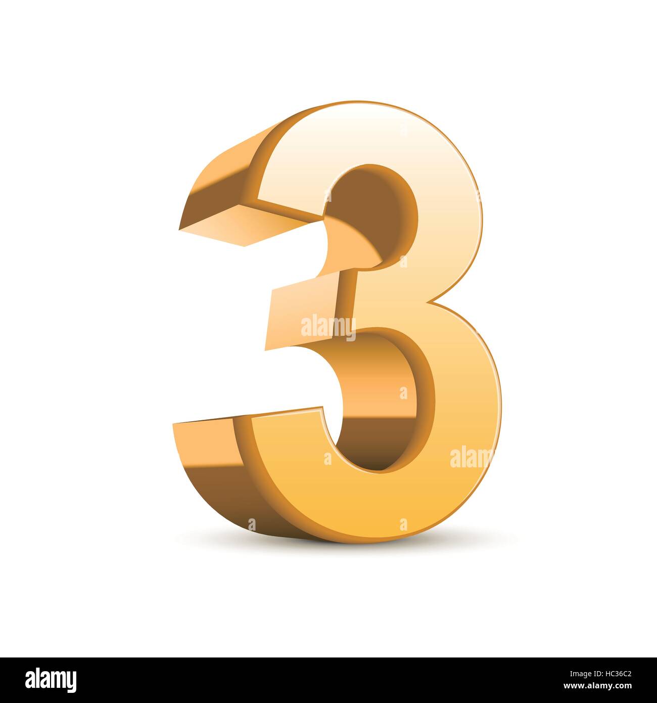 3d shiny golden number 3 on white background Stock Vector Image & Art ...