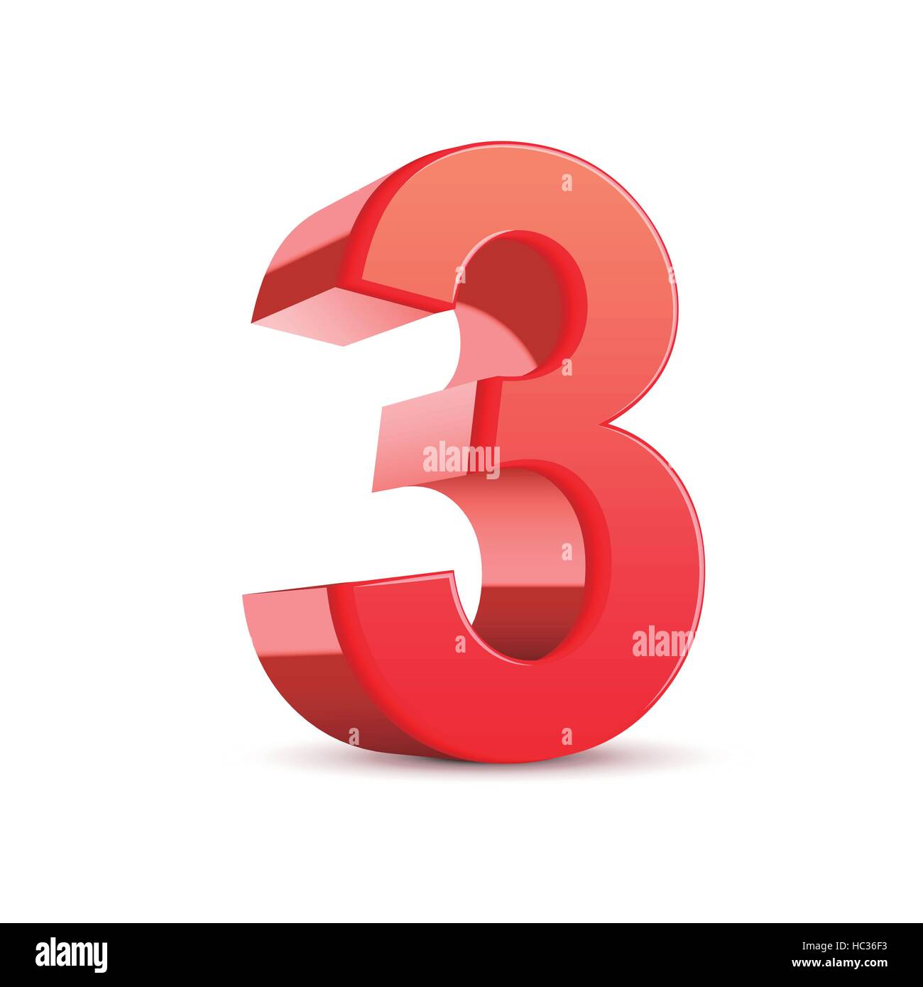3d shiny red number 3 on white background Stock Vector Image & Art - Alamy