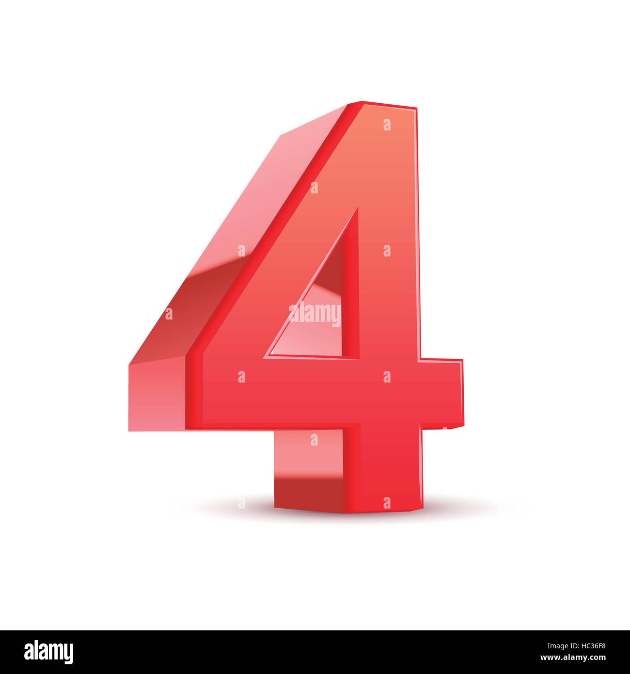 3d shiny red number 4 on white background Stock Vector Image & Art - Alamy
