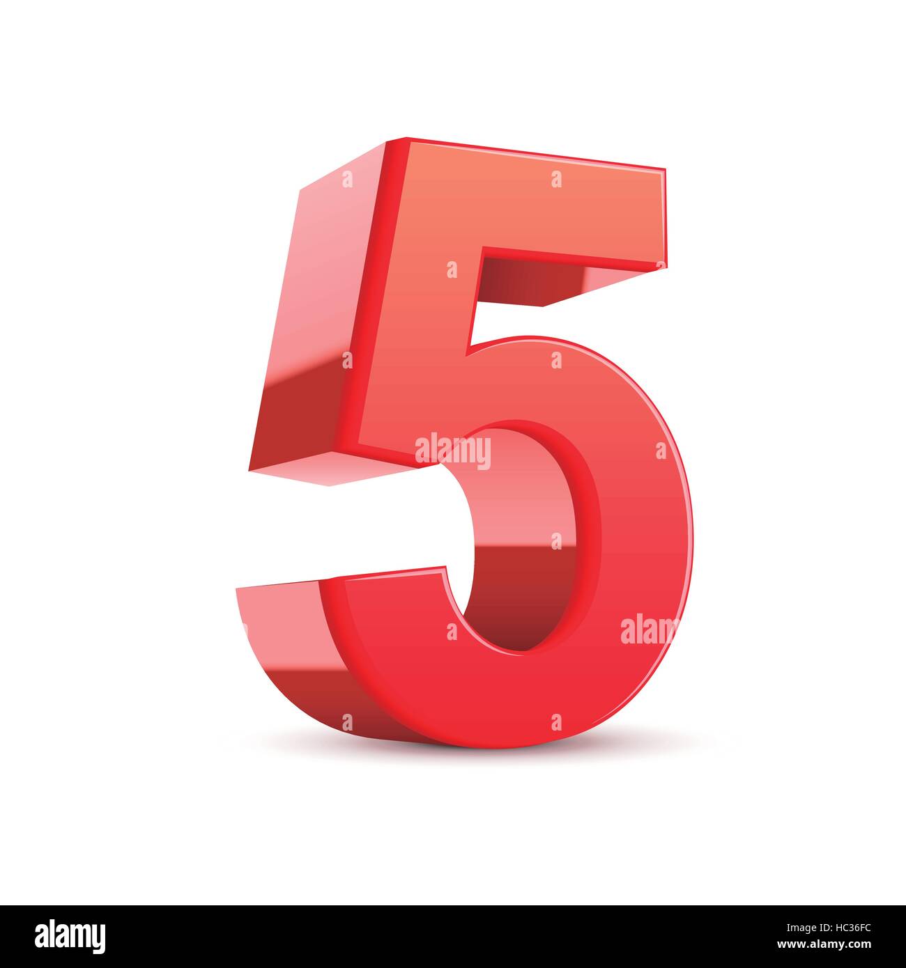3d shiny red number 5 on white background Stock Vector Image & Art - Alamy
