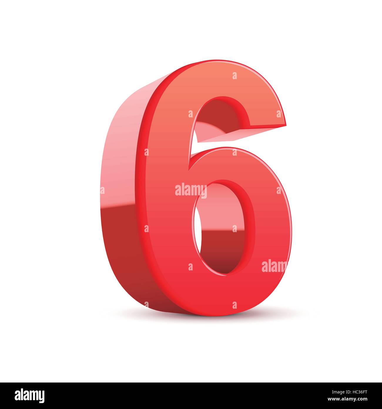 3d shiny red number 6 on white background Stock Vector Image & Art - Alamy