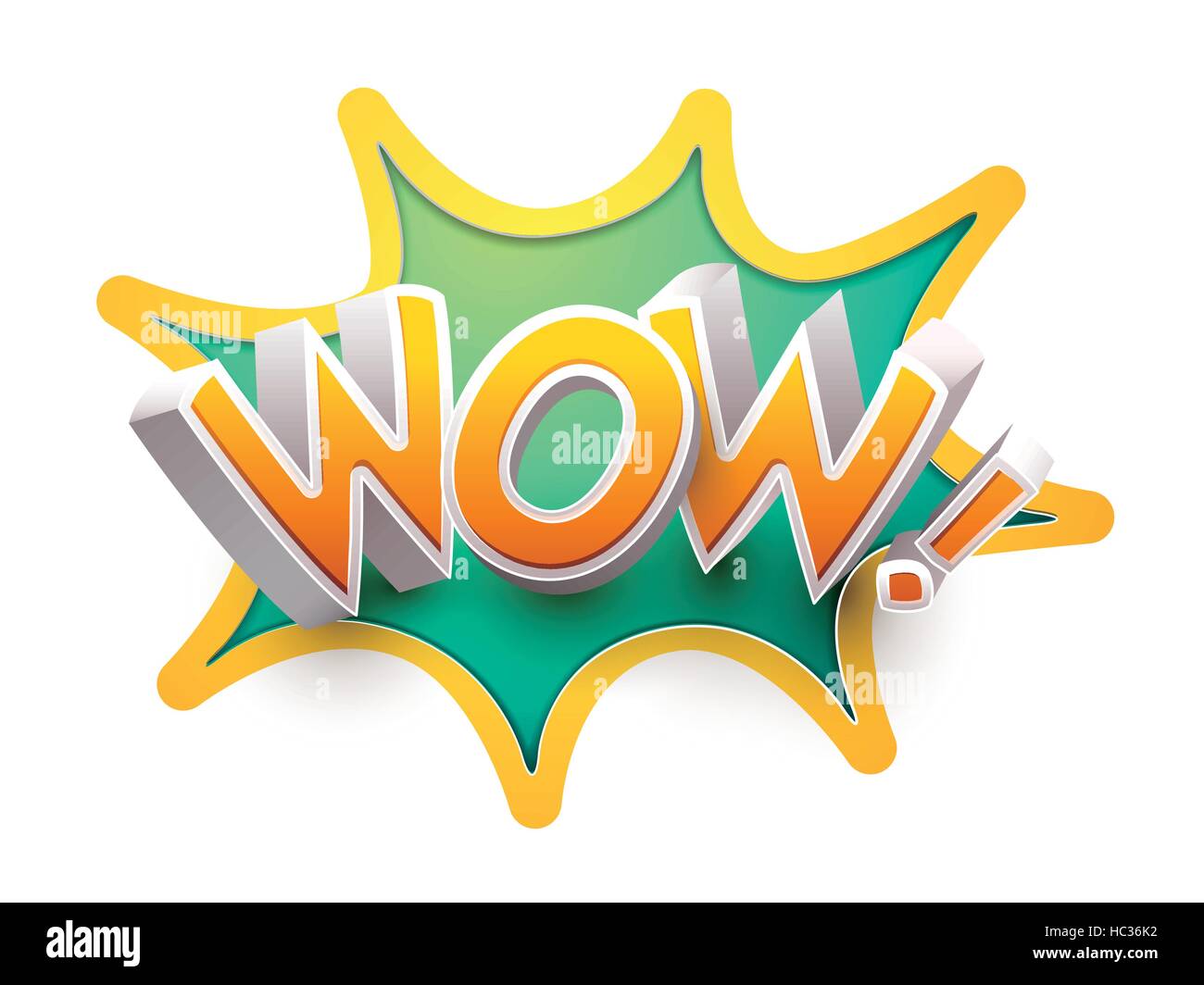 3d colored cartoon wow isolated over white background Stock Vector ...