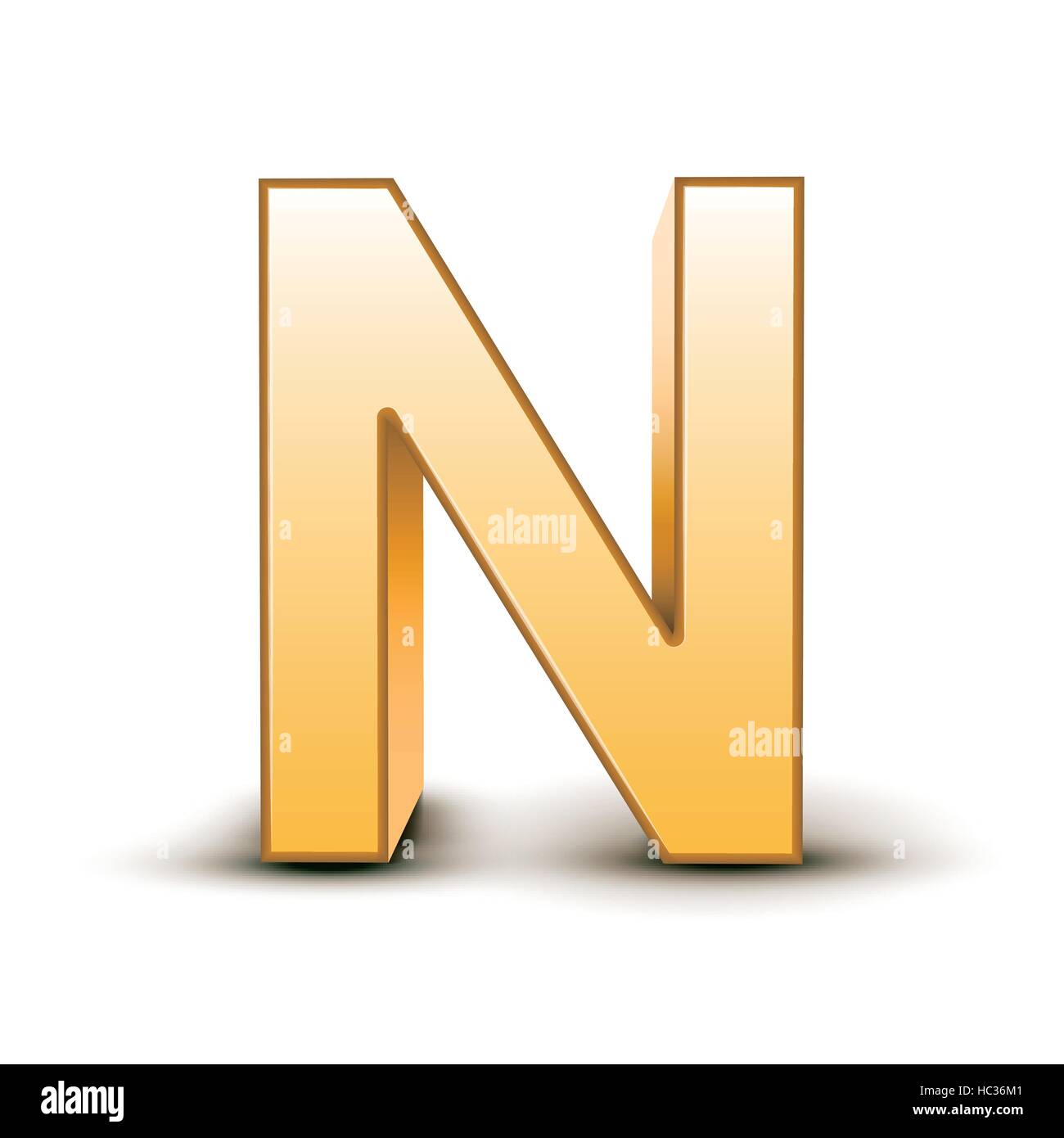 3d golden letter N isolated white background Stock Vector Image & Art ...