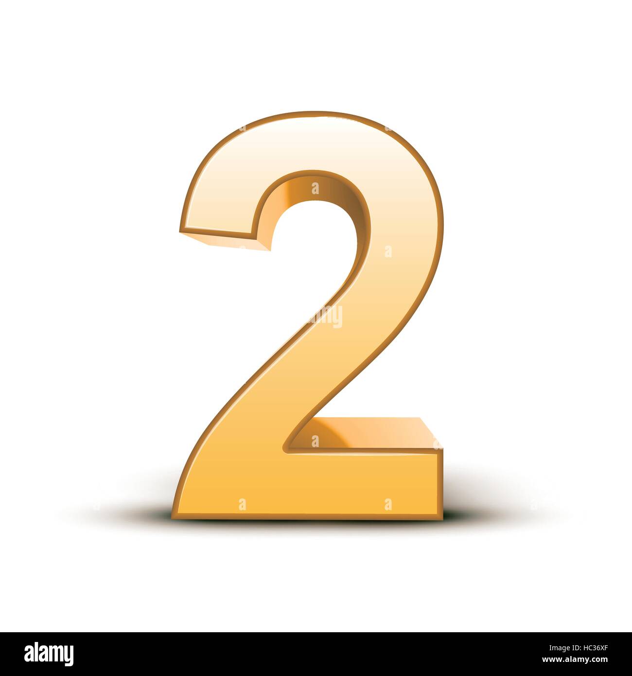 3d shiny golden number 2 on white background Stock Vector Image & Art ...