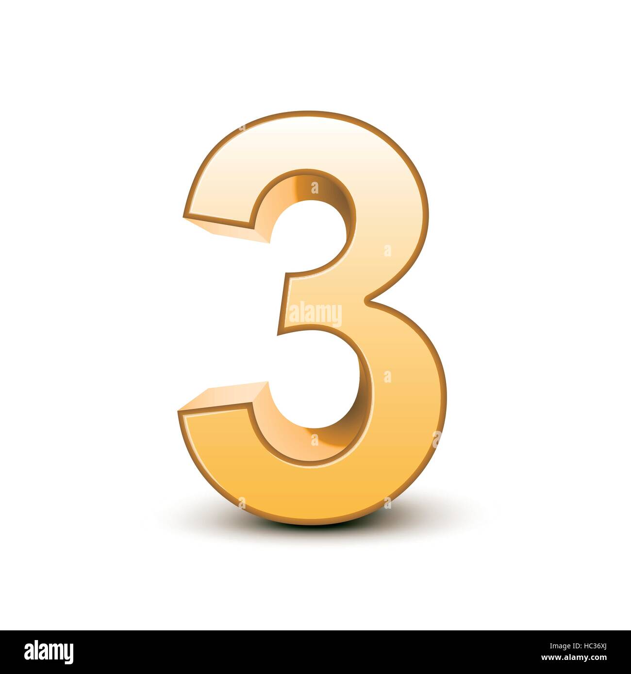 3d shiny golden number 3 on white background Stock Vector Image & Art ...