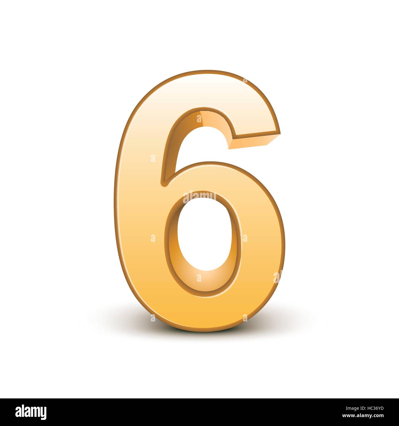 3d shiny golden number 6 on white background Stock Vector Image & Art ...