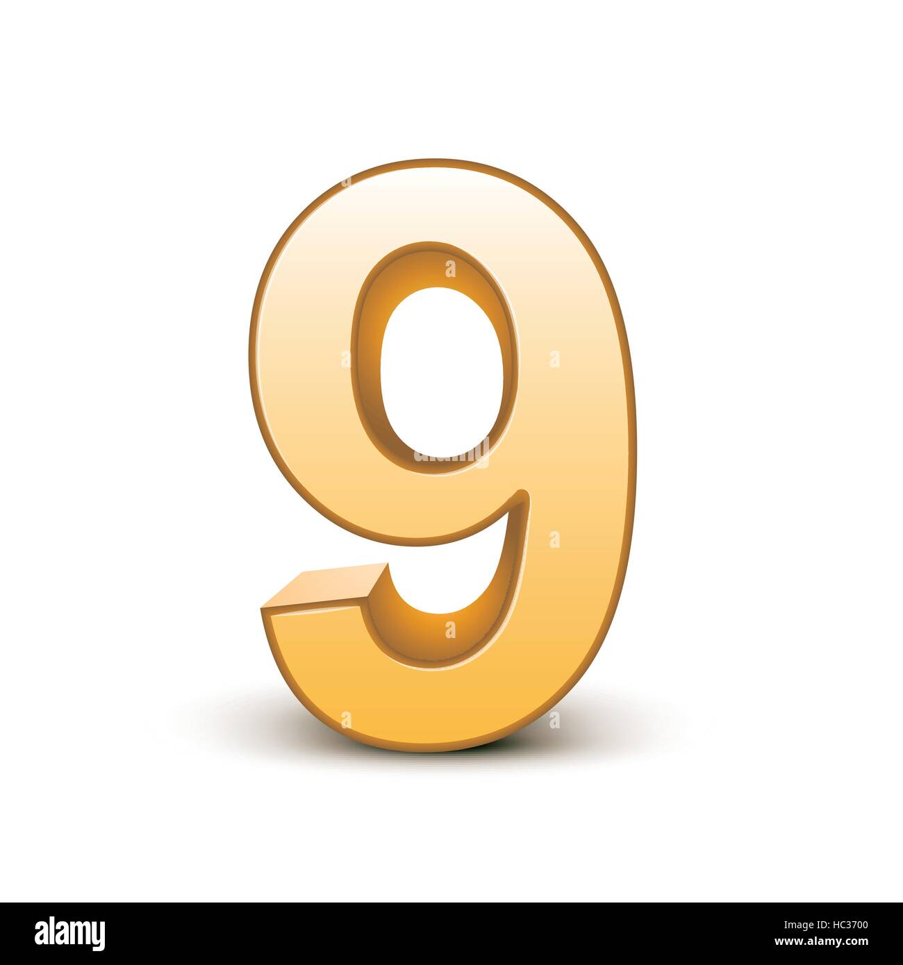 3d shiny golden number 9 on white background Stock Vector Image & Art ...
