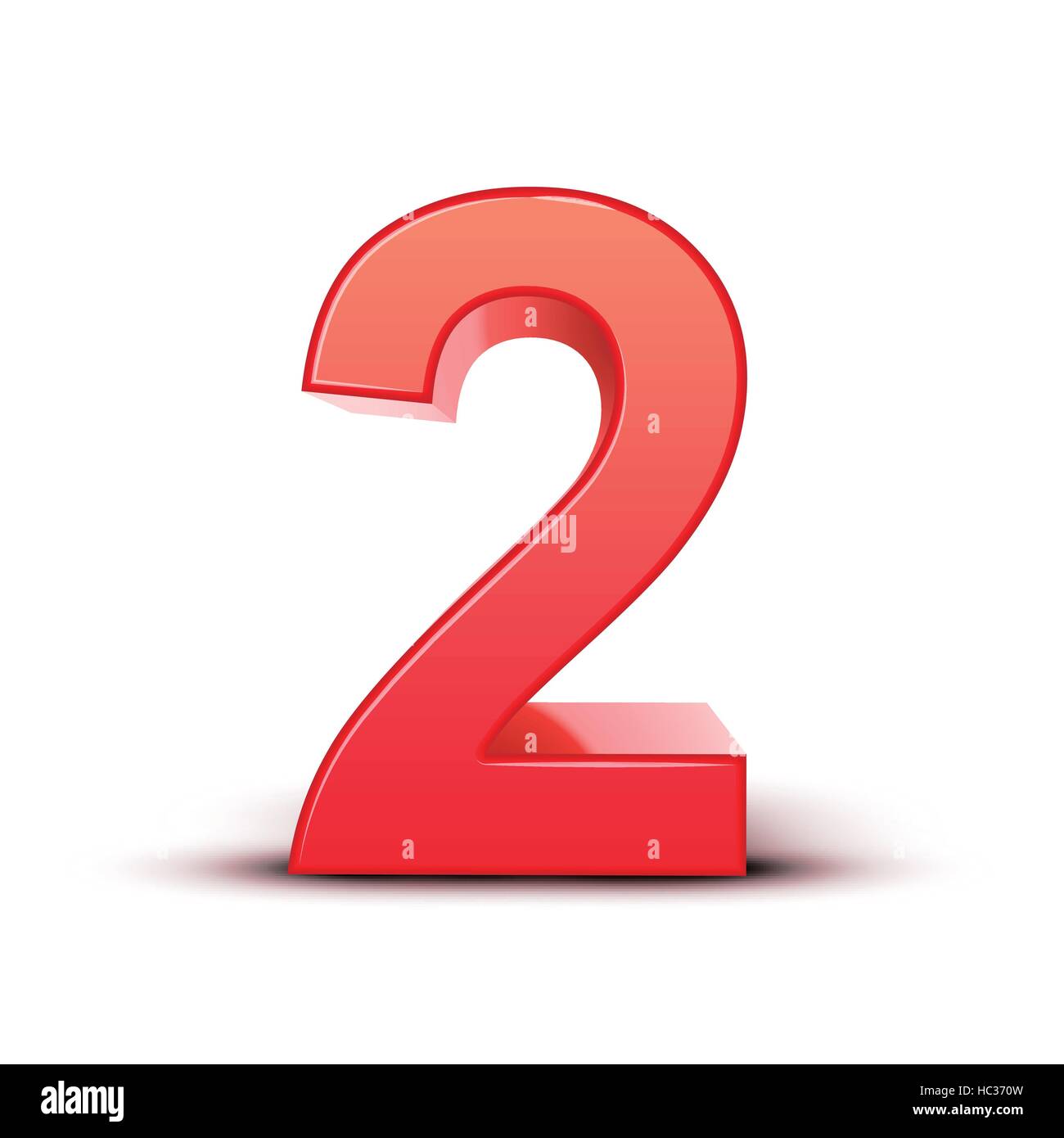 3d shiny red number 2 on white background Stock Vector Image & Art - Alamy