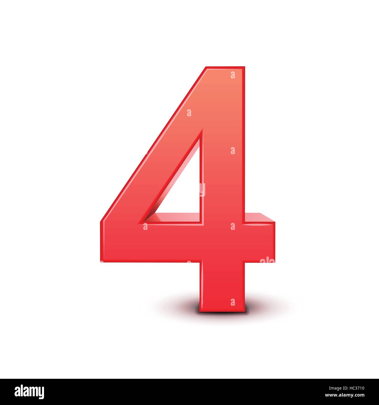 3d shiny red number 4 on white background Stock Vector Image & Art - Alamy