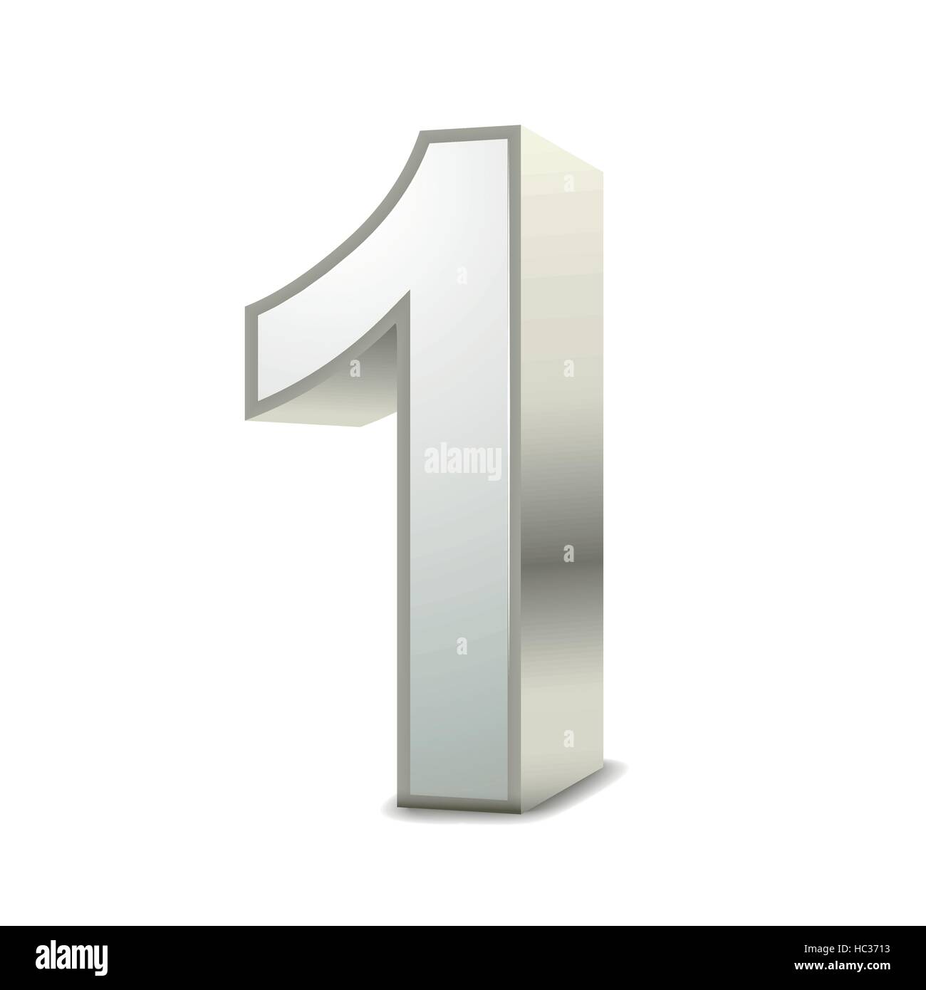 3d shiny silver number 1 on white background Stock Vector Image & Art ...
