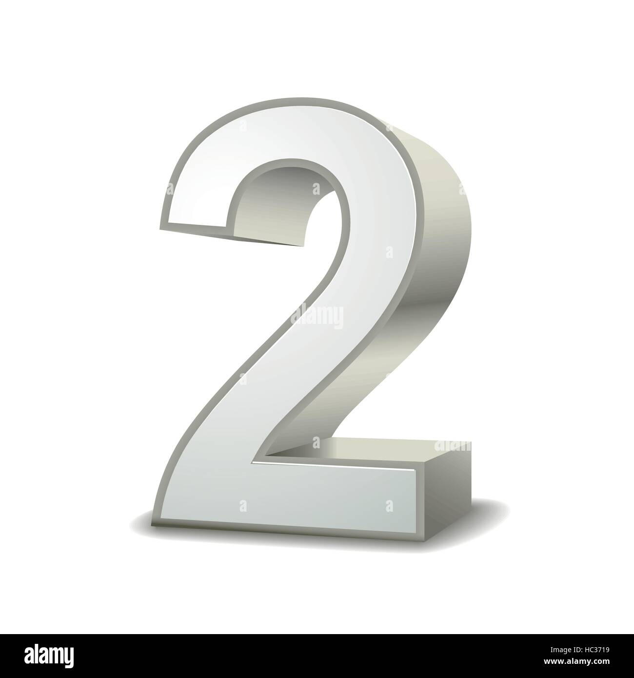 3d shiny silver number 2 on white background Stock Vector Image & Art ...