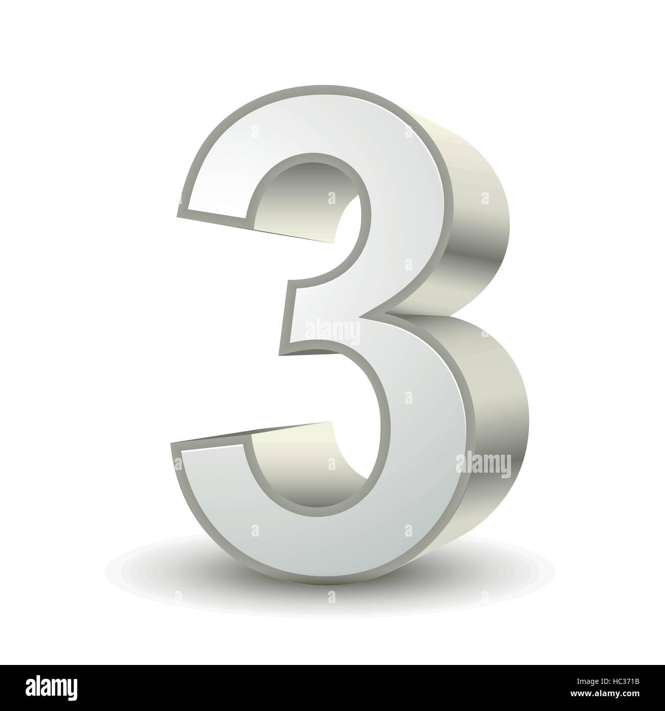 3d shiny silver number 3 on white background Stock Vector Image & Art ...