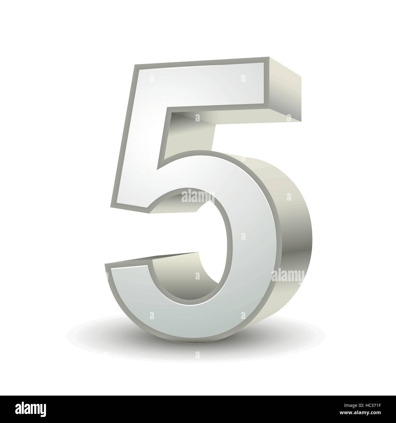3d shiny silver number 5 on white background Stock Vector Image & Art ...