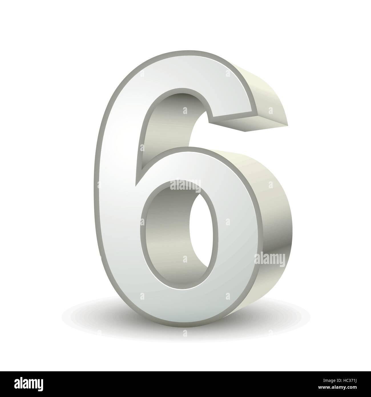 3d shiny silver number 6 on white background Stock Vector Image & Art ...