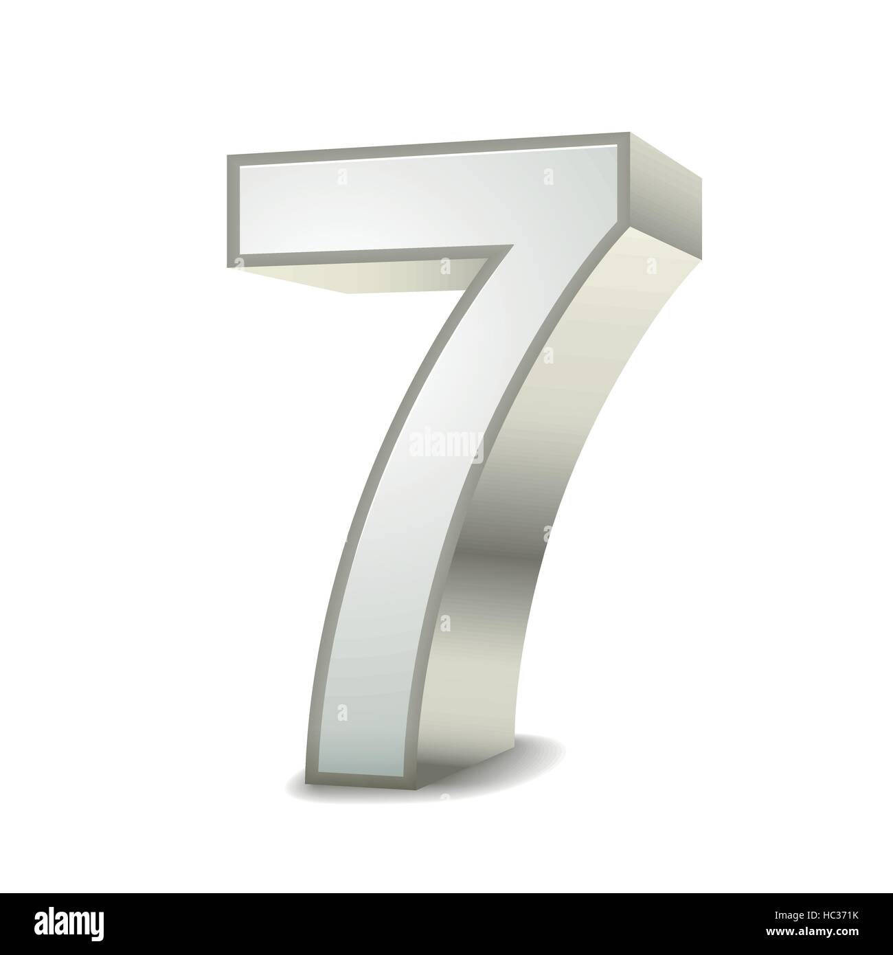 3d shiny silver number 7 on white background Stock Vector Image & Art ...