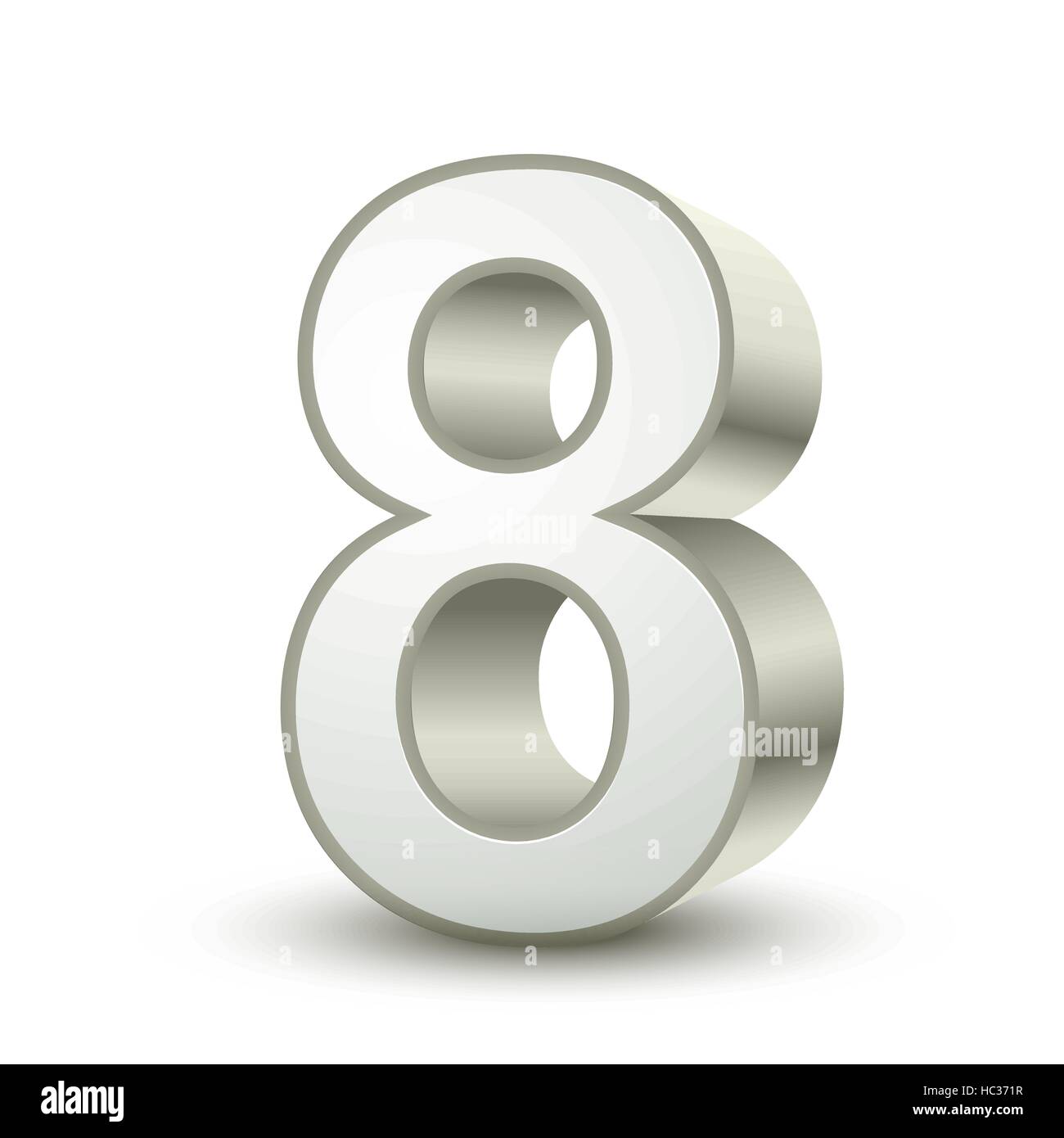 3d shiny silver number 8 on white background Stock Vector Image & Art ...