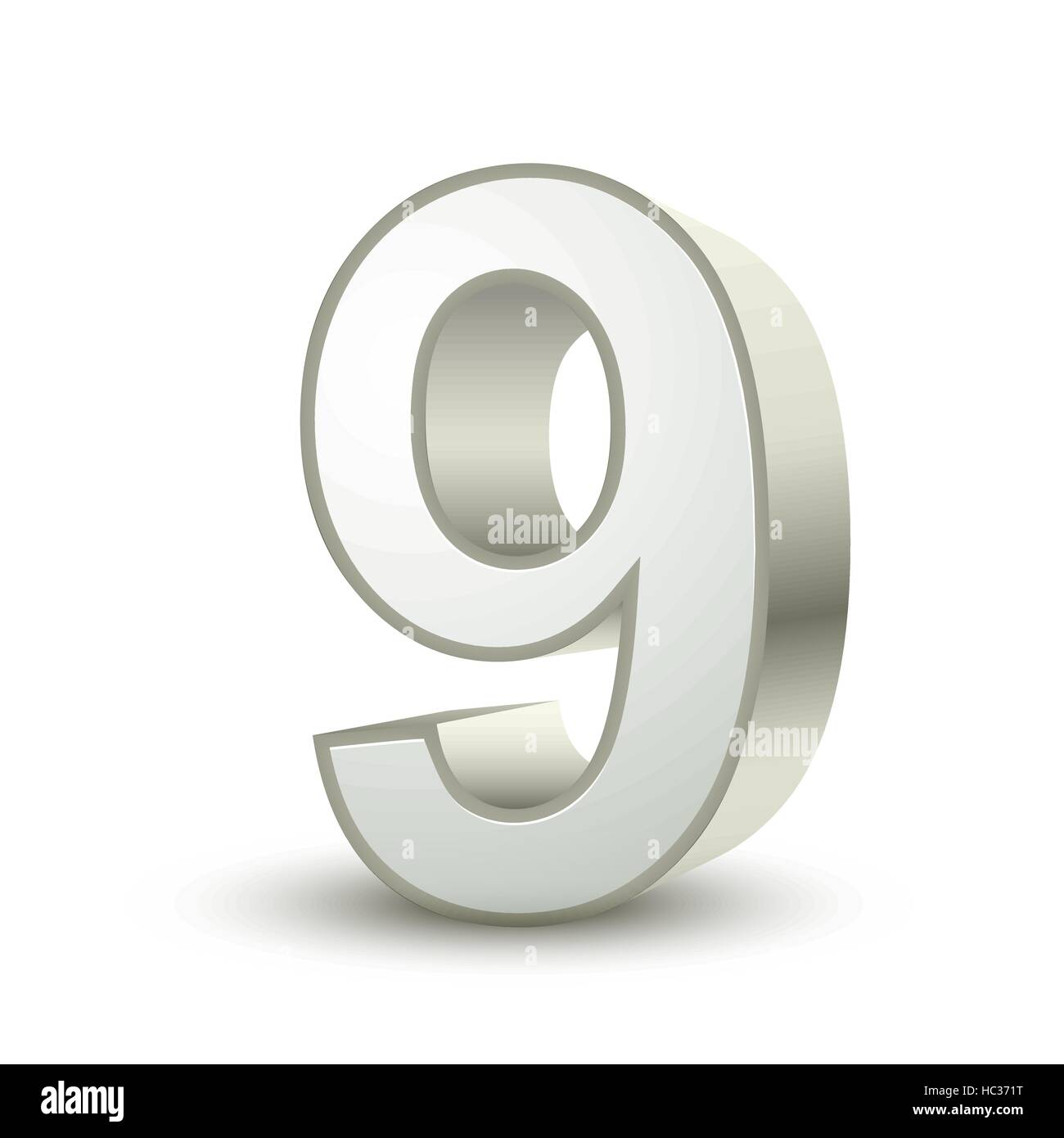 3d shiny silver number 9 on white background Stock Vector Image & Art ...