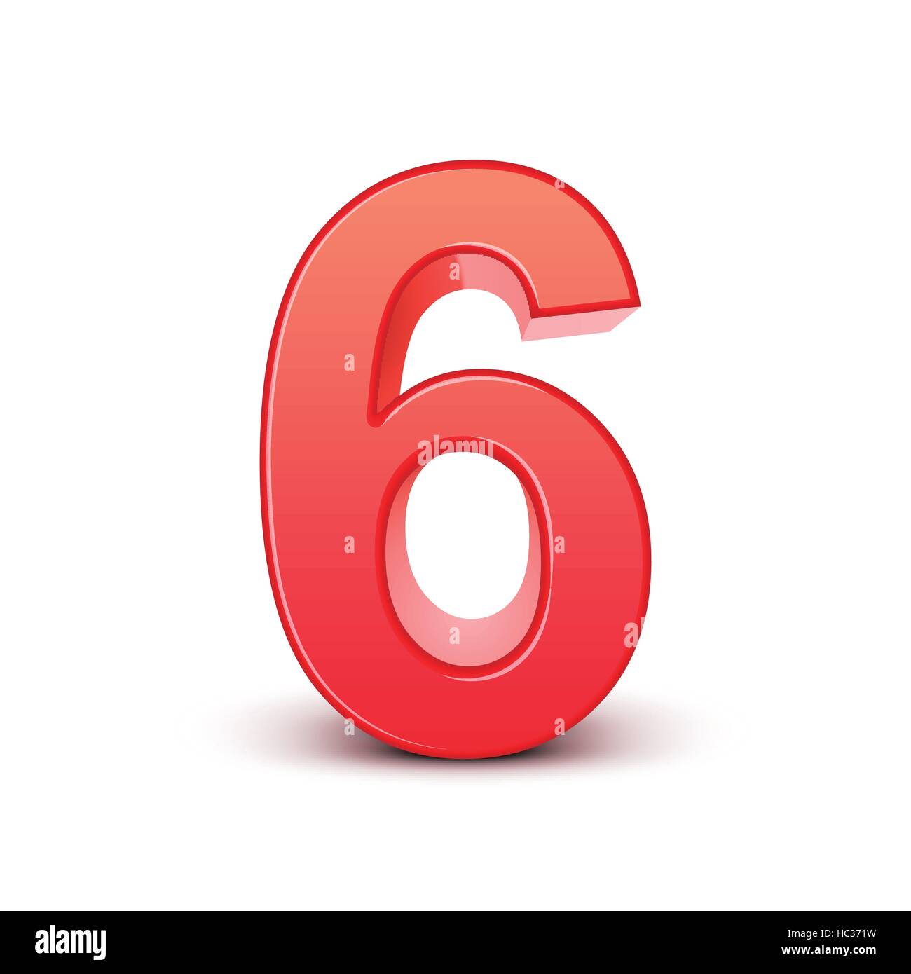 3d shiny red number 6 on white background Stock Vector Image & Art - Alamy