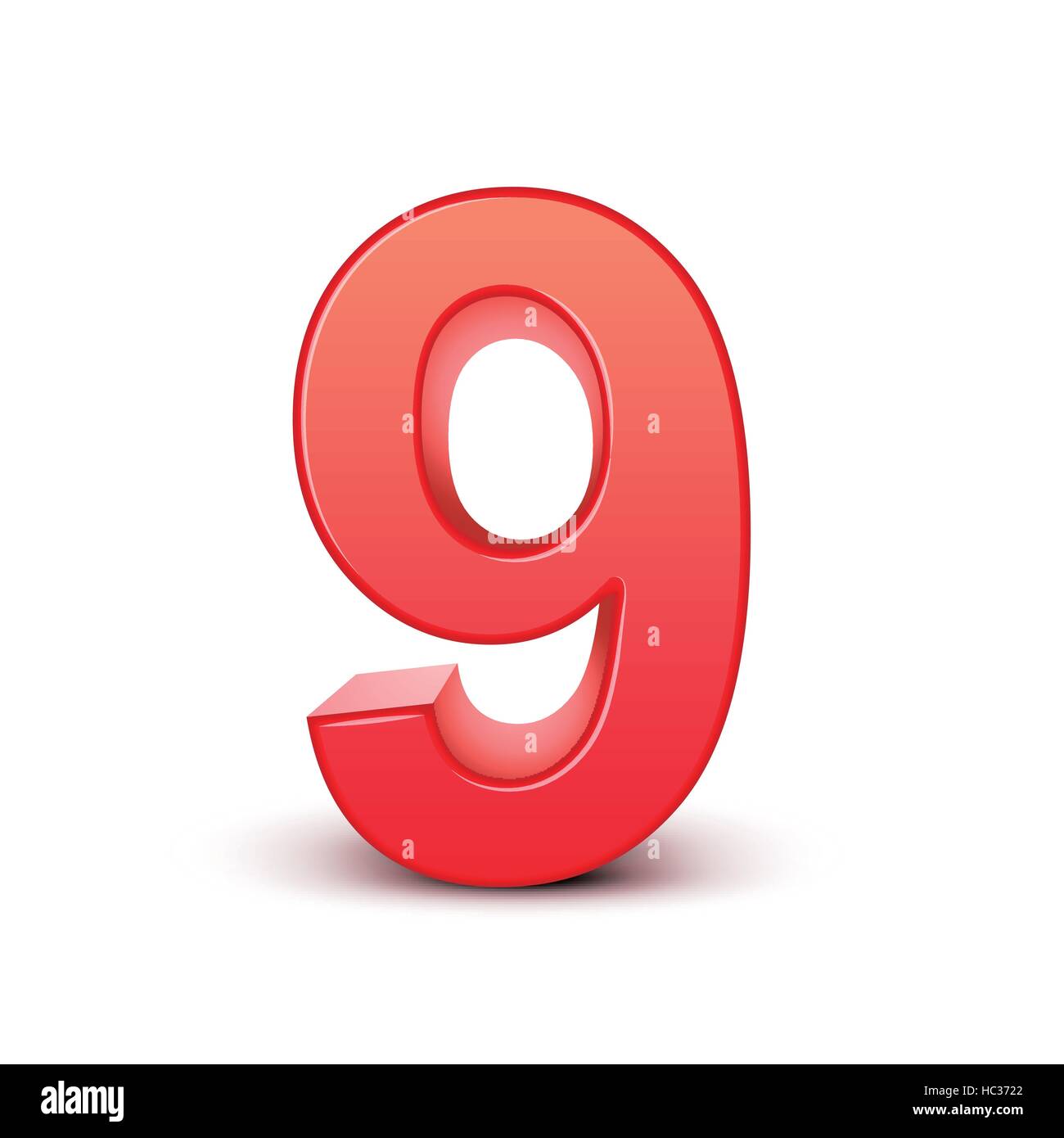3d shiny red number 9 on white background Stock Vector Image & Art - Alamy
