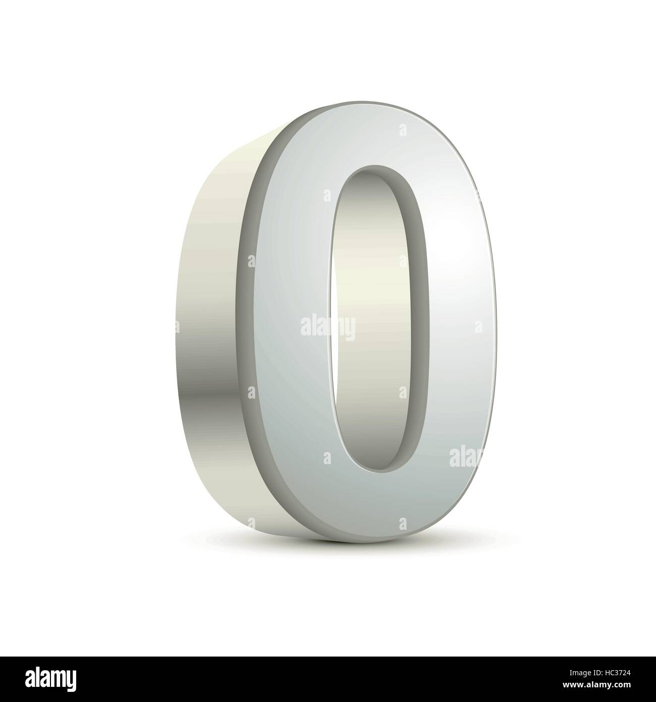 3d shiny silver number 0 on white background Stock Vector Image & Art ...