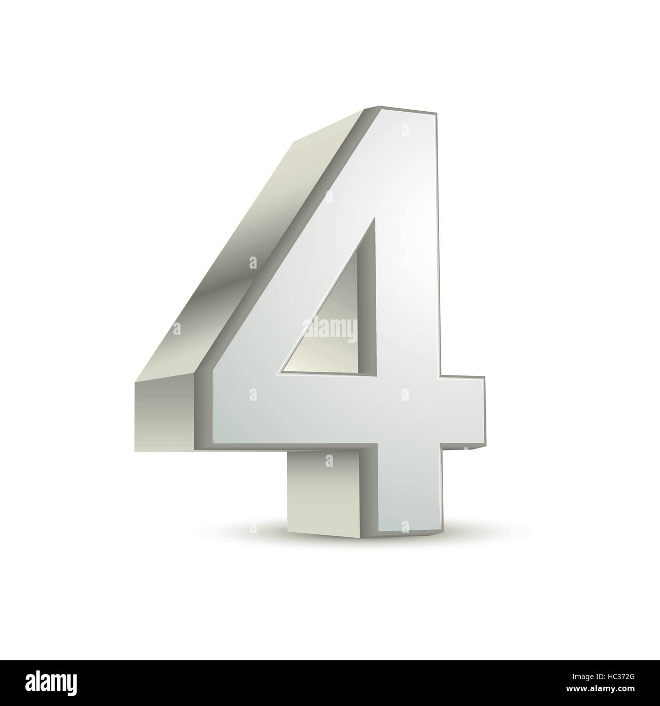 3d shiny silver number 4 on white background Stock Vector Image & Art ...
