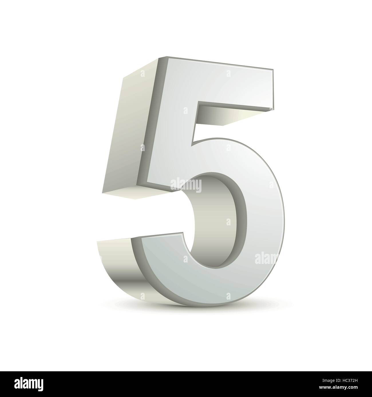 3d shiny silver number 5 on white background Stock Vector Image & Art ...