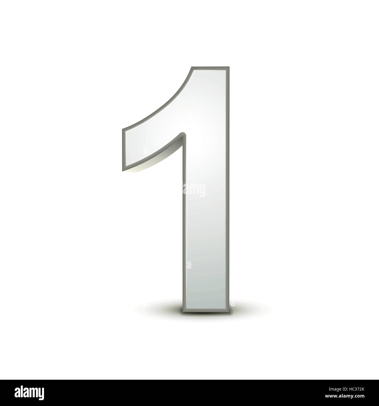 3d shiny silver number 1 on white background Stock Vector Image & Art ...