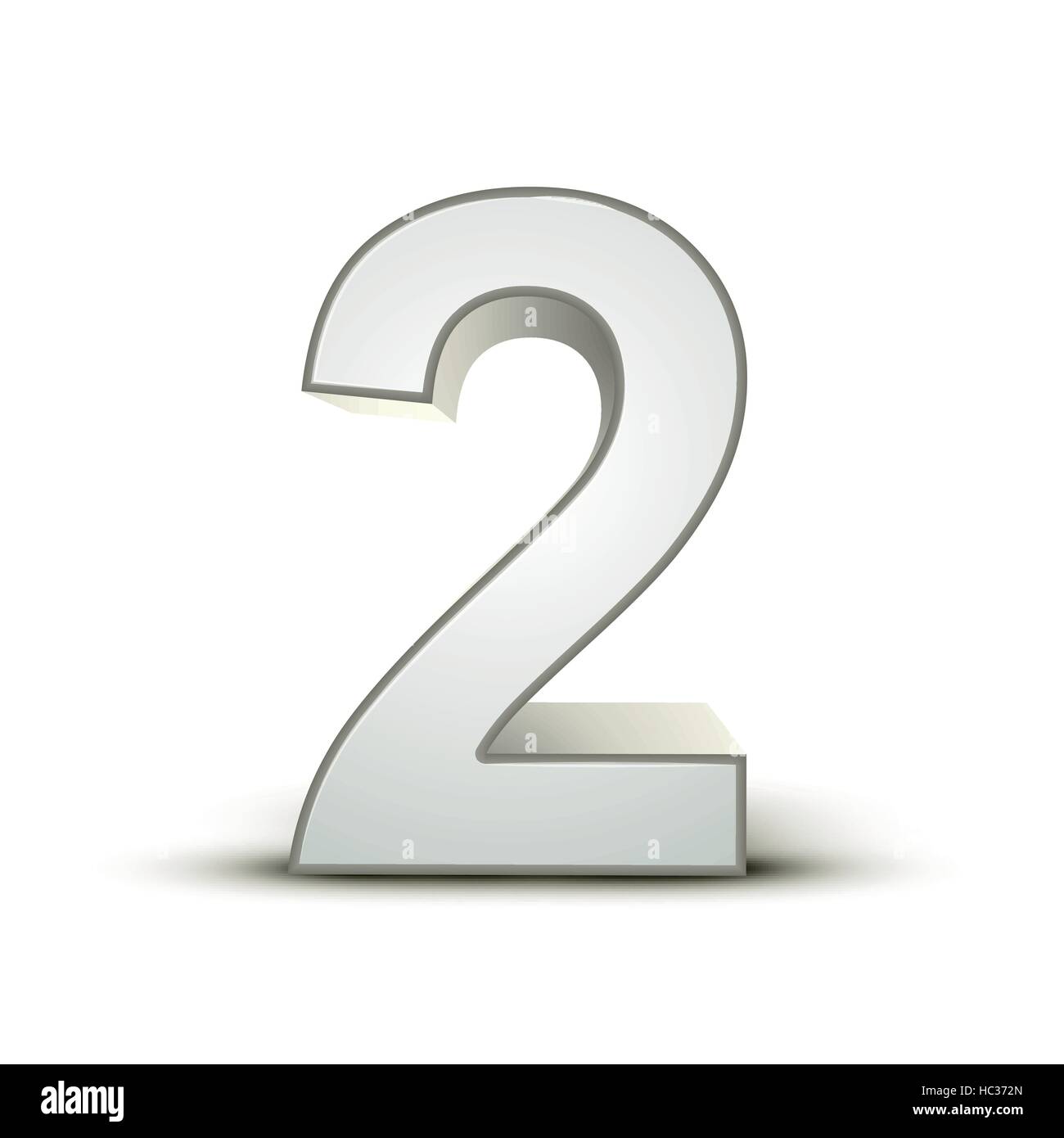 3d shiny silver number 2 on white background Stock Vector Image & Art ...