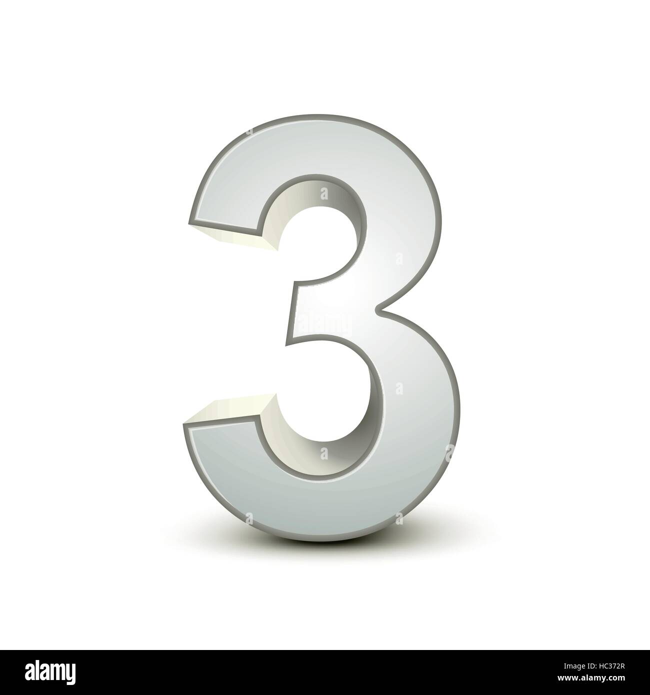 3d shiny silver number 3 on white background Stock Vector Image & Art ...