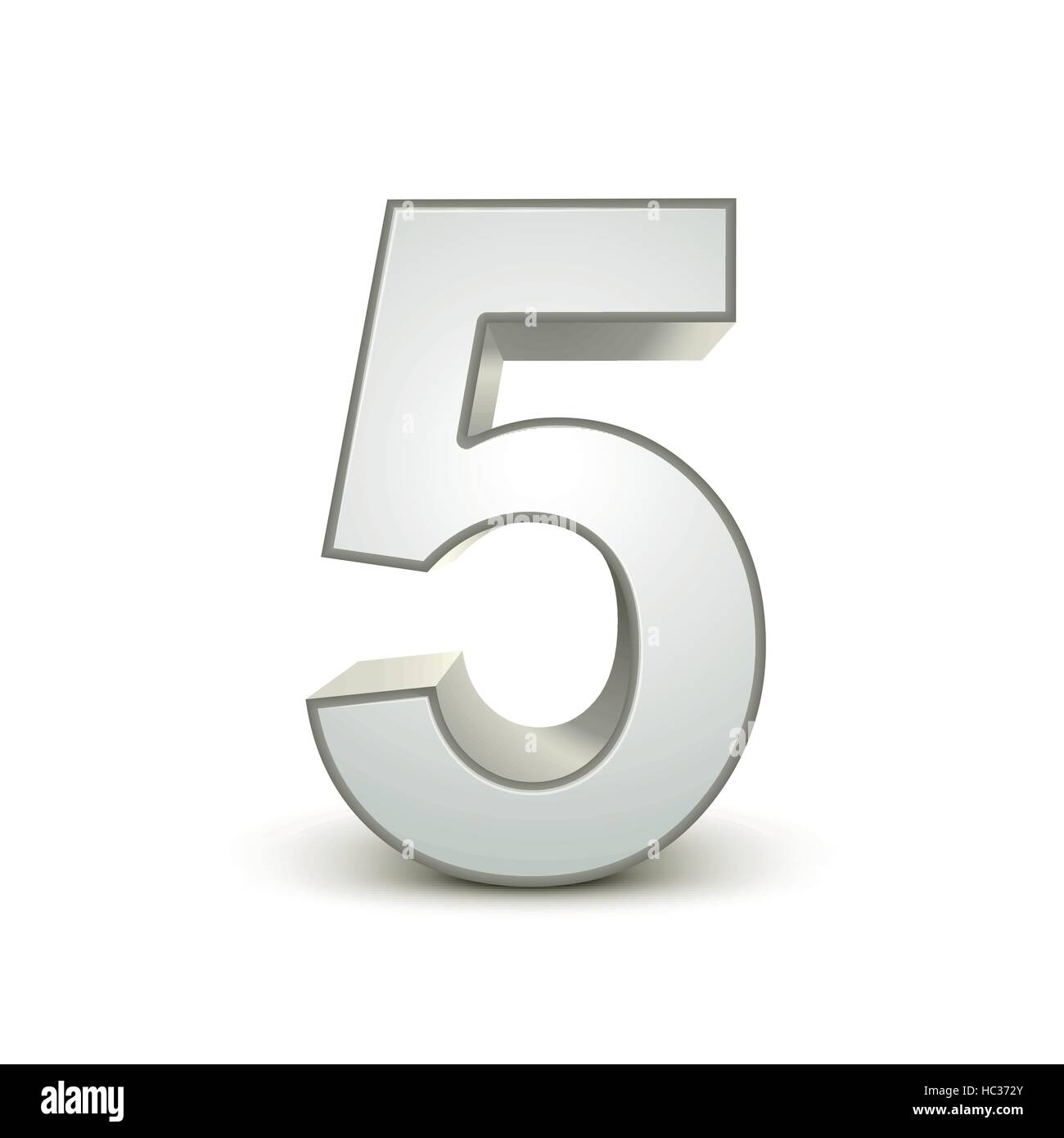 3d shiny silver number 5 on white background Stock Vector Image & Art ...