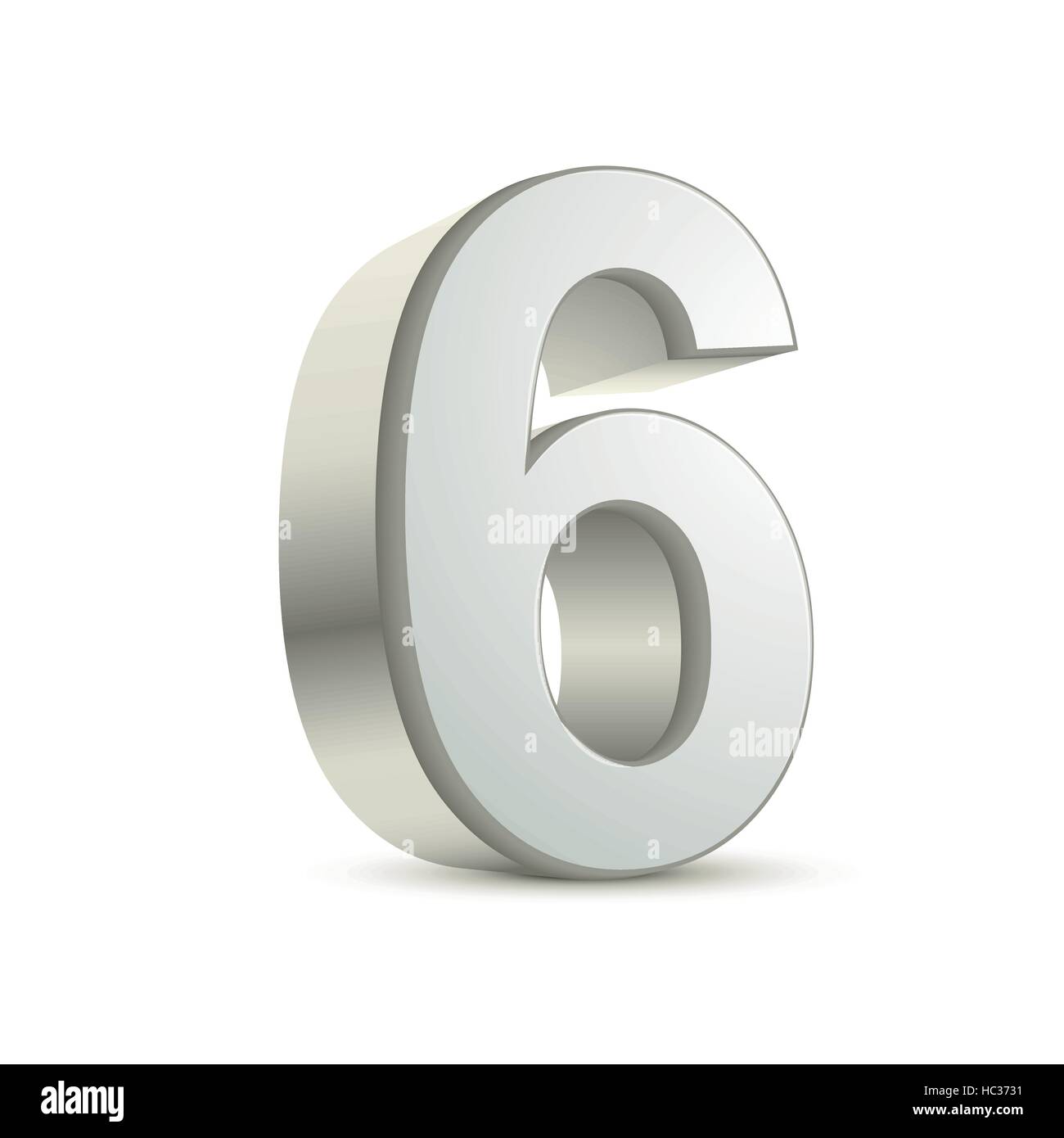 3d shiny silver number 6 on white background Stock Vector Image & Art ...