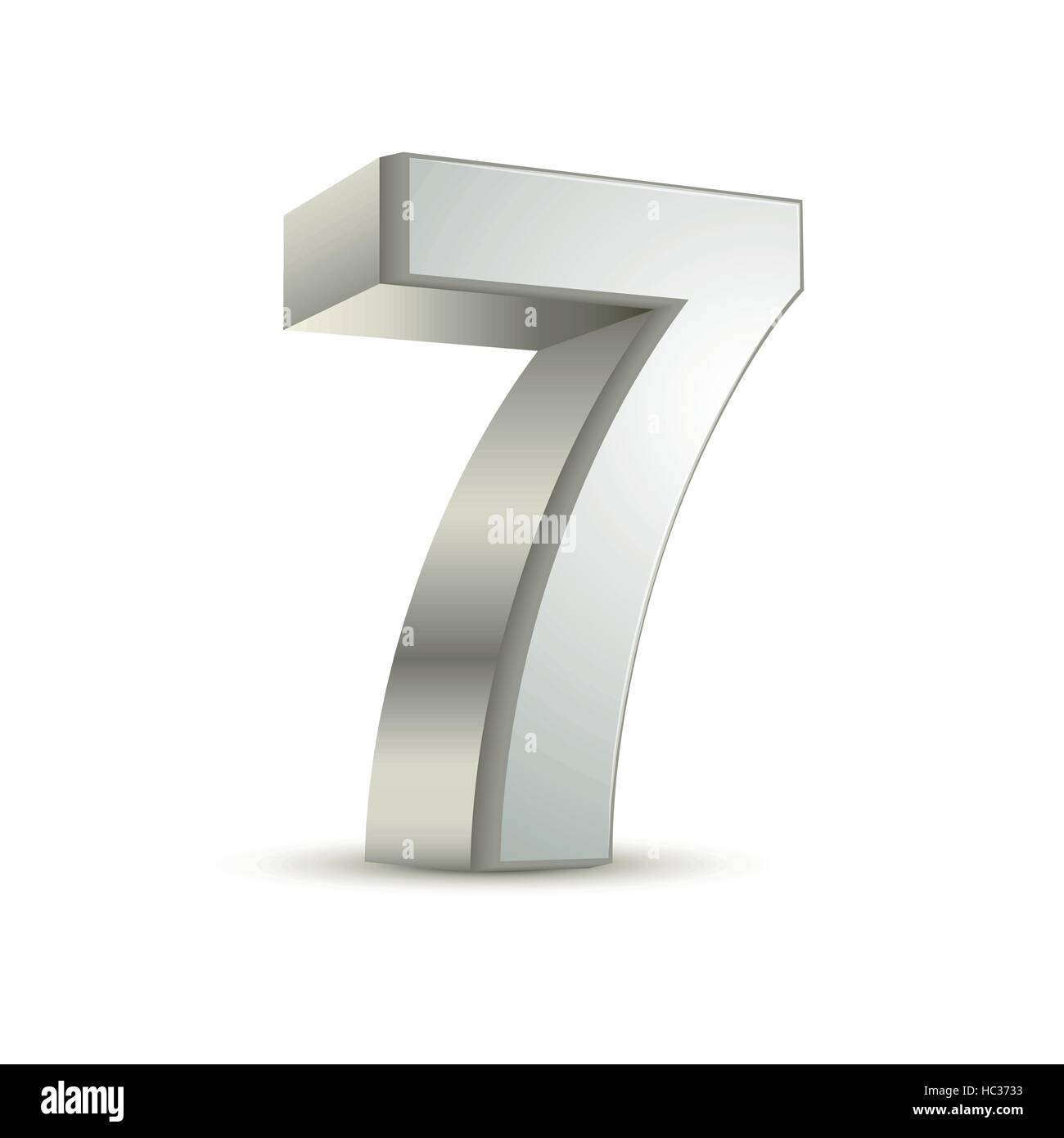 3d shiny silver number 7 on white background Stock Vector Image & Art ...