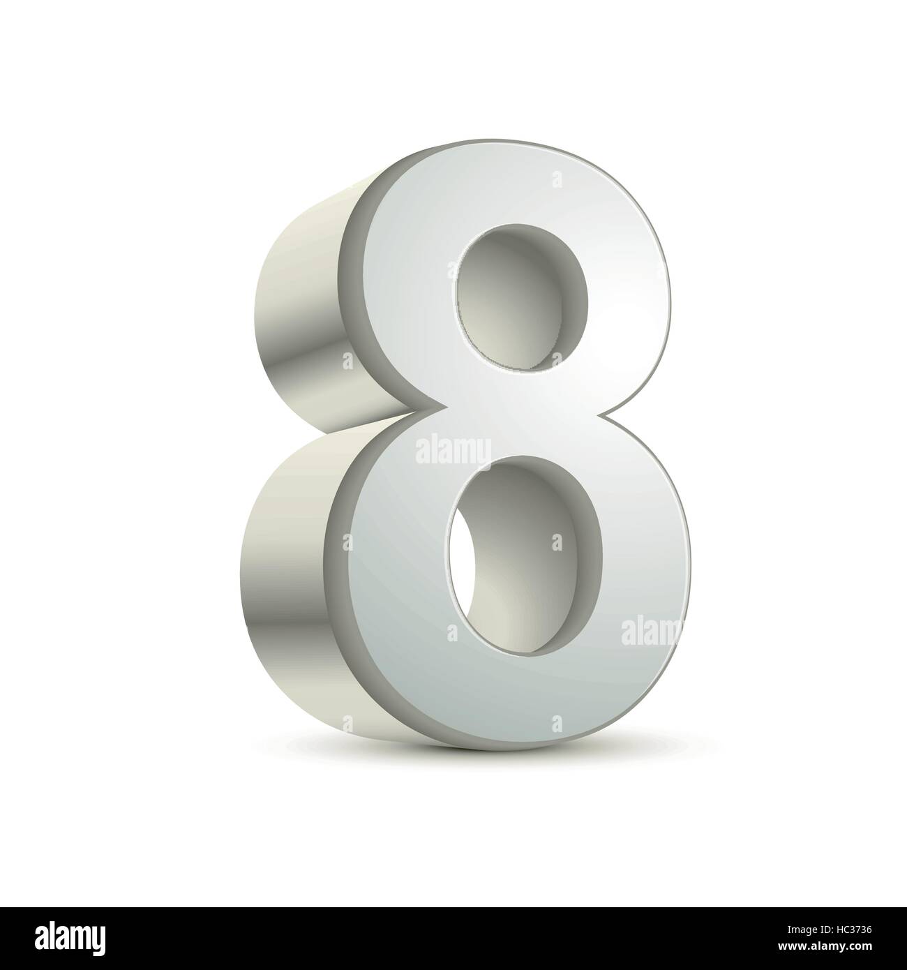 3d shiny silver number 8 on white background Stock Vector Image & Art ...