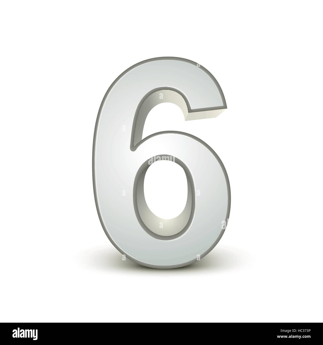 3d shiny silver number 6 on white background Stock Vector Image & Art ...