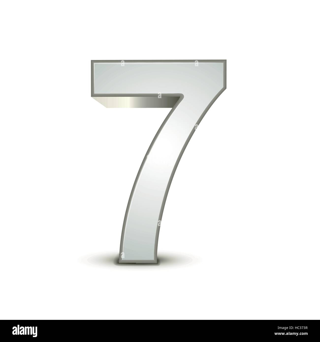 3d shiny silver number 7 on white background Stock Vector Image & Art ...