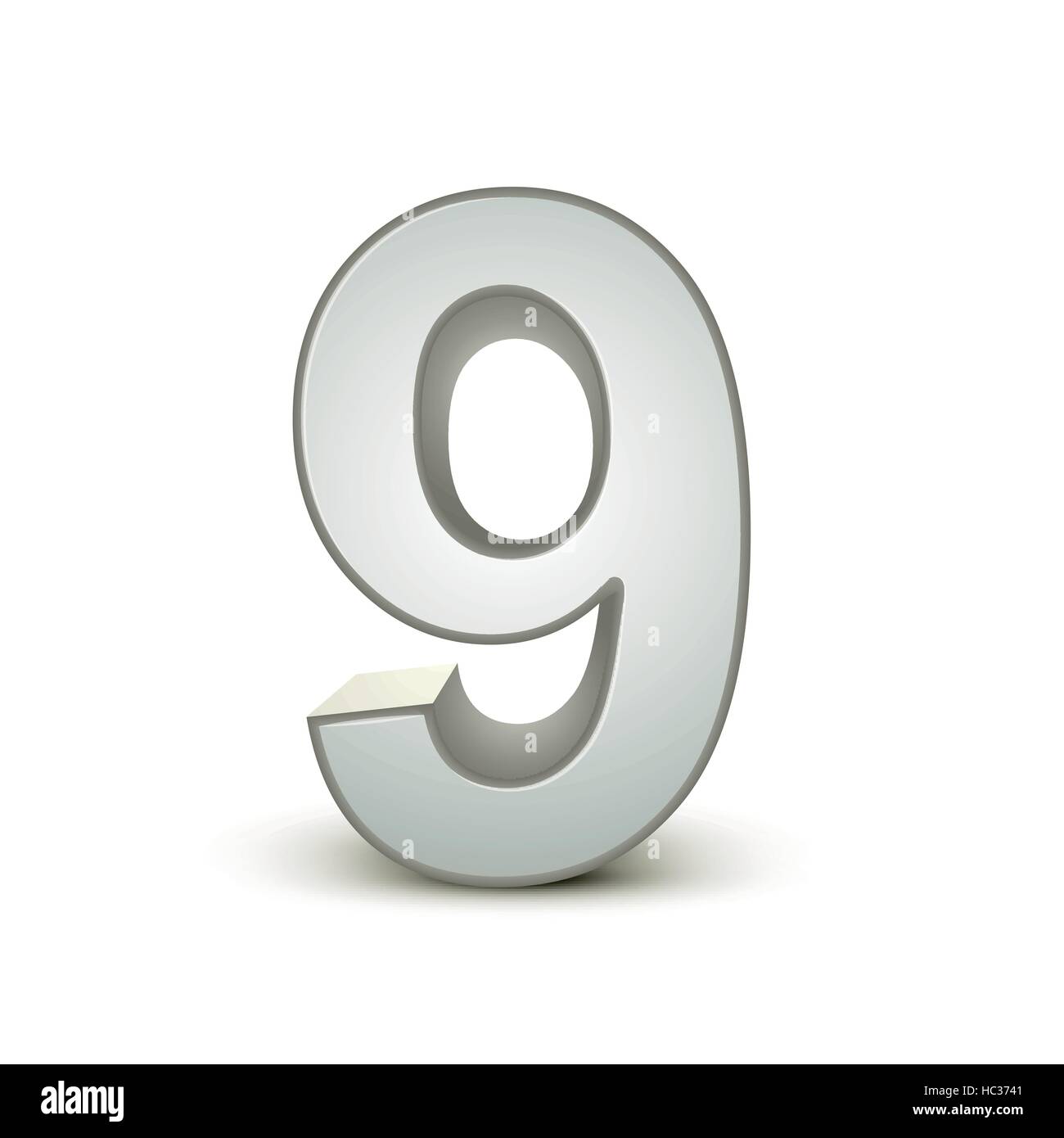 3d shiny silver number 9 on white background Stock Vector Image & Art ...