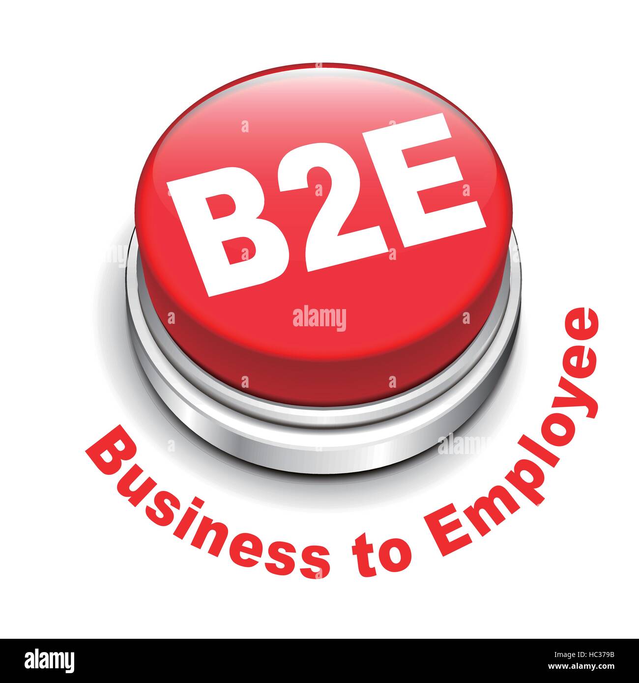 3d illustration of b2e business to employee button isolated white ...