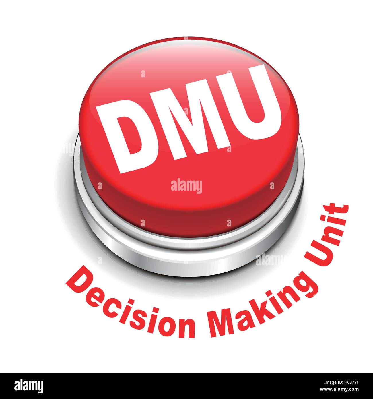 3d illustration of dmu decision making unit button isolated white ...